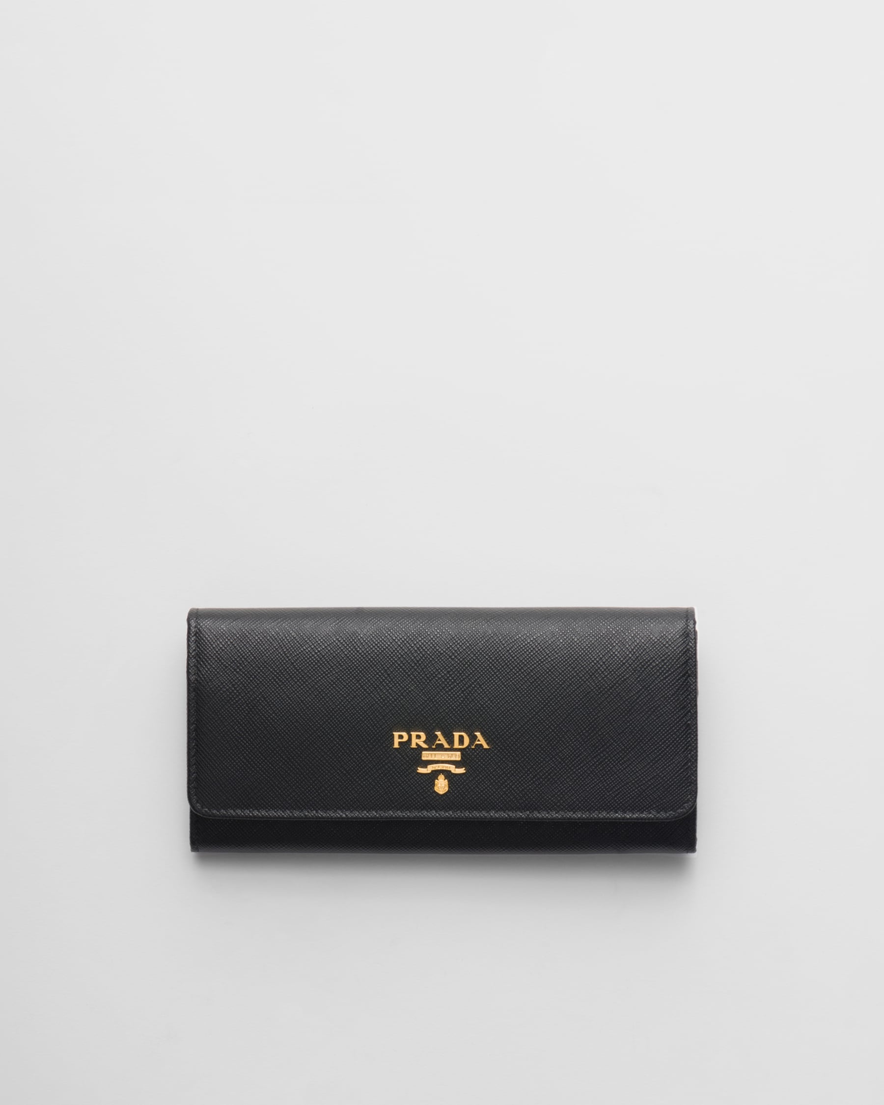 Black Large Saffiano Leather Wallet | PRADA - United States