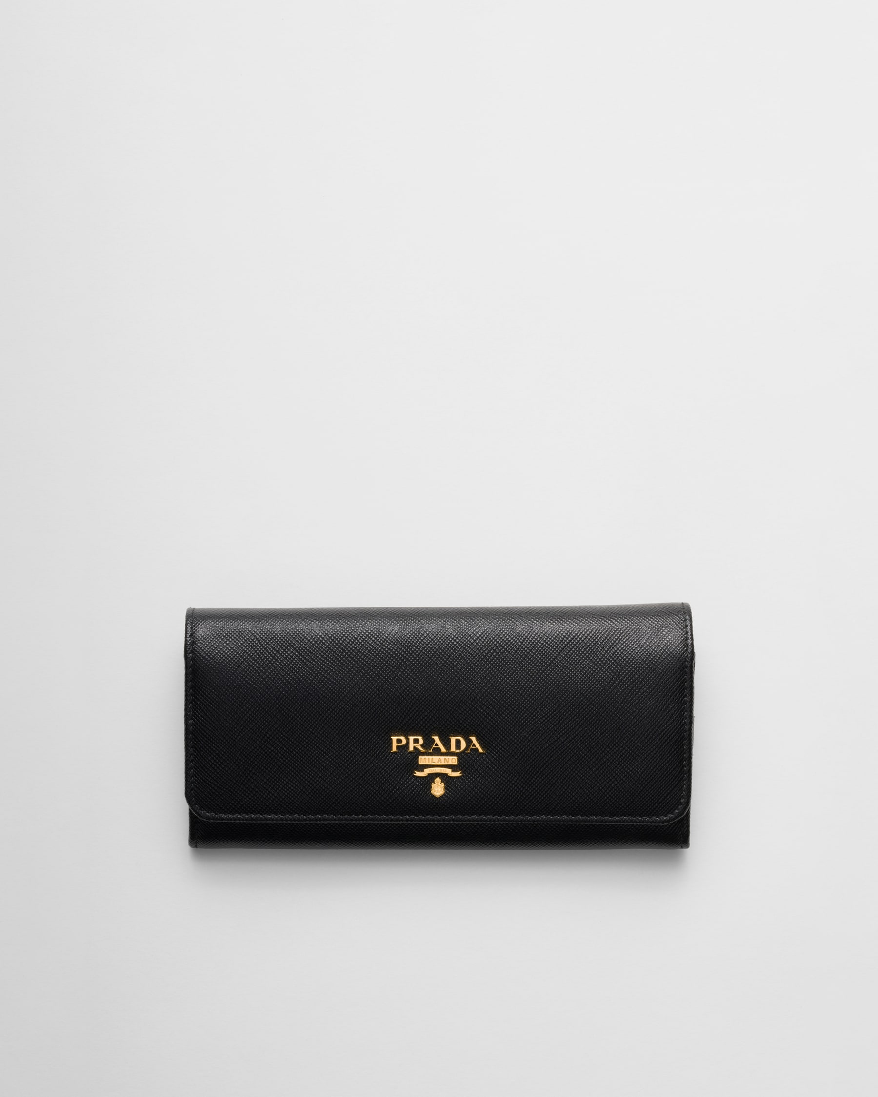 Black/pale Pink Large Saffiano Leather Wallet | PRADA