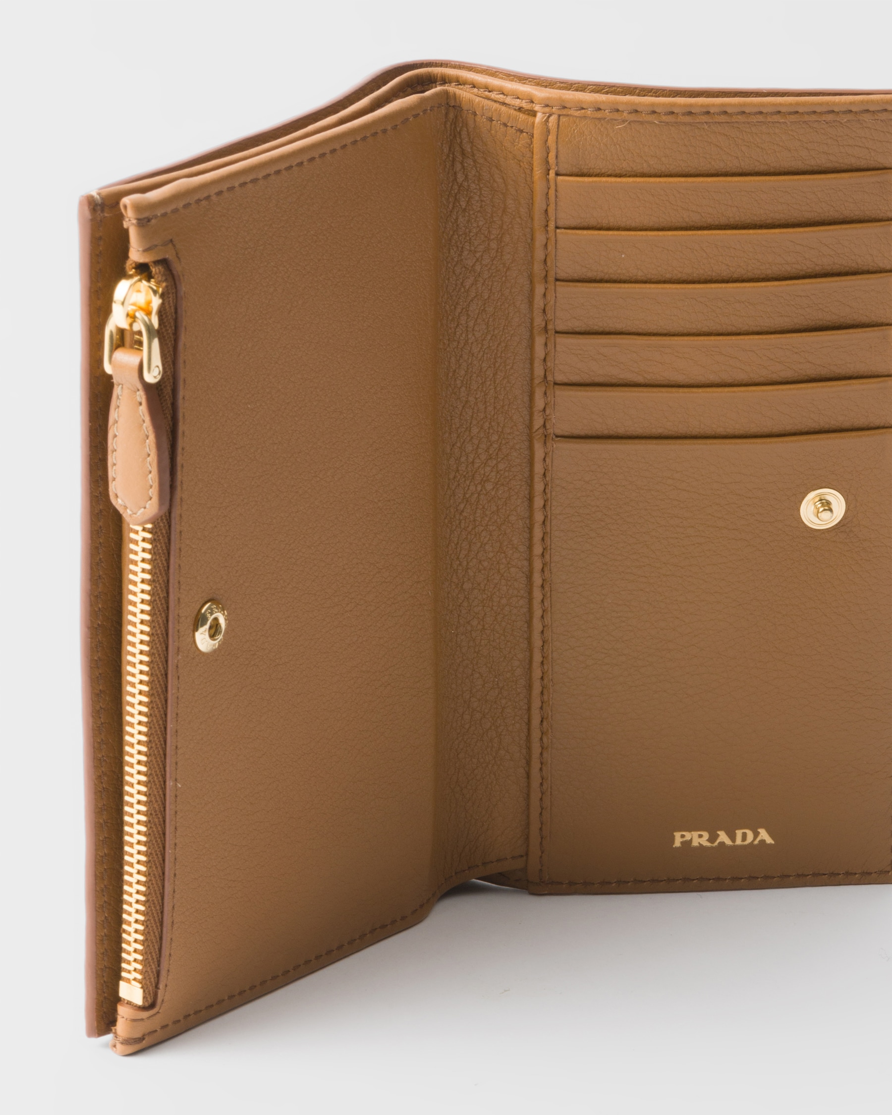 Caramel Large Leather Wallet | PRADA