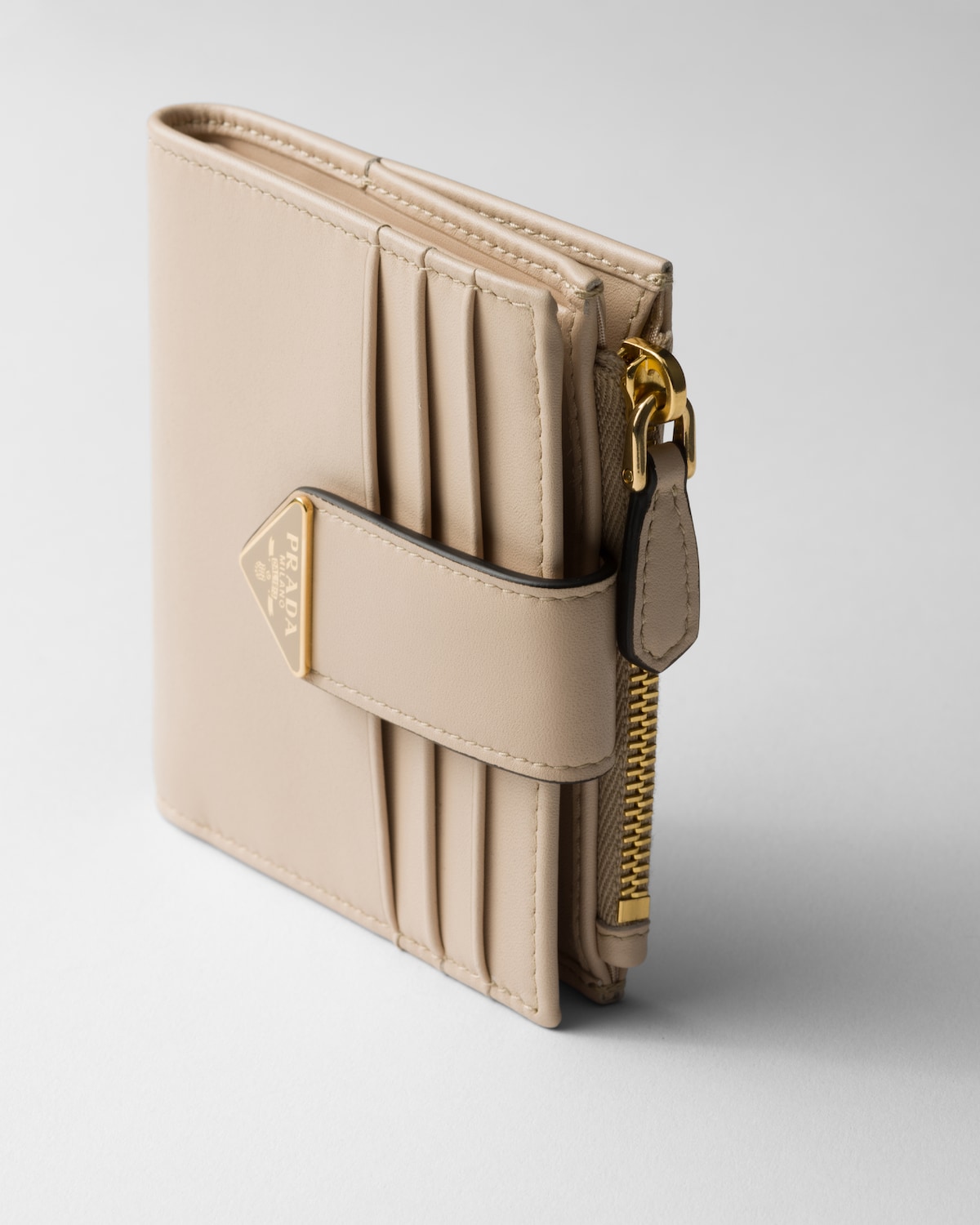 Travertine Stone Small Leather Wallet | PRADA