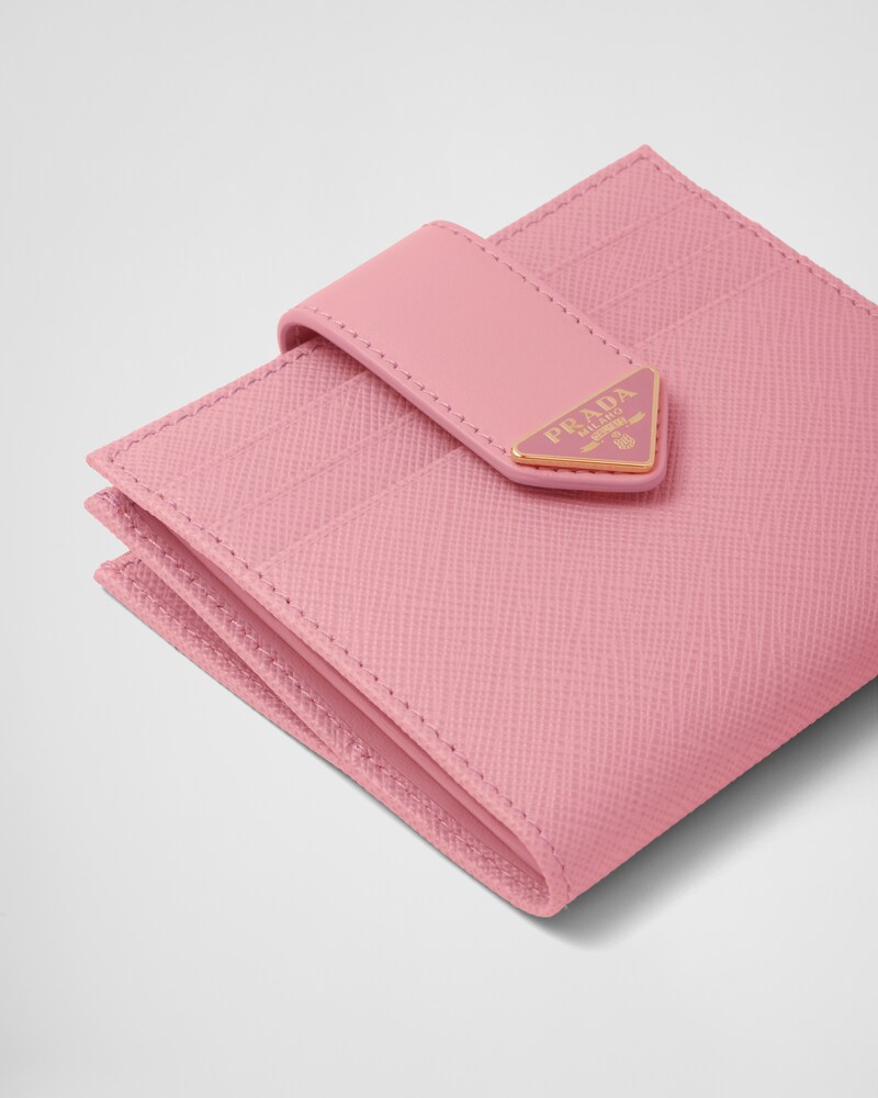 Petal Pink Small Saffiano And Leather Wallet | PRADA
