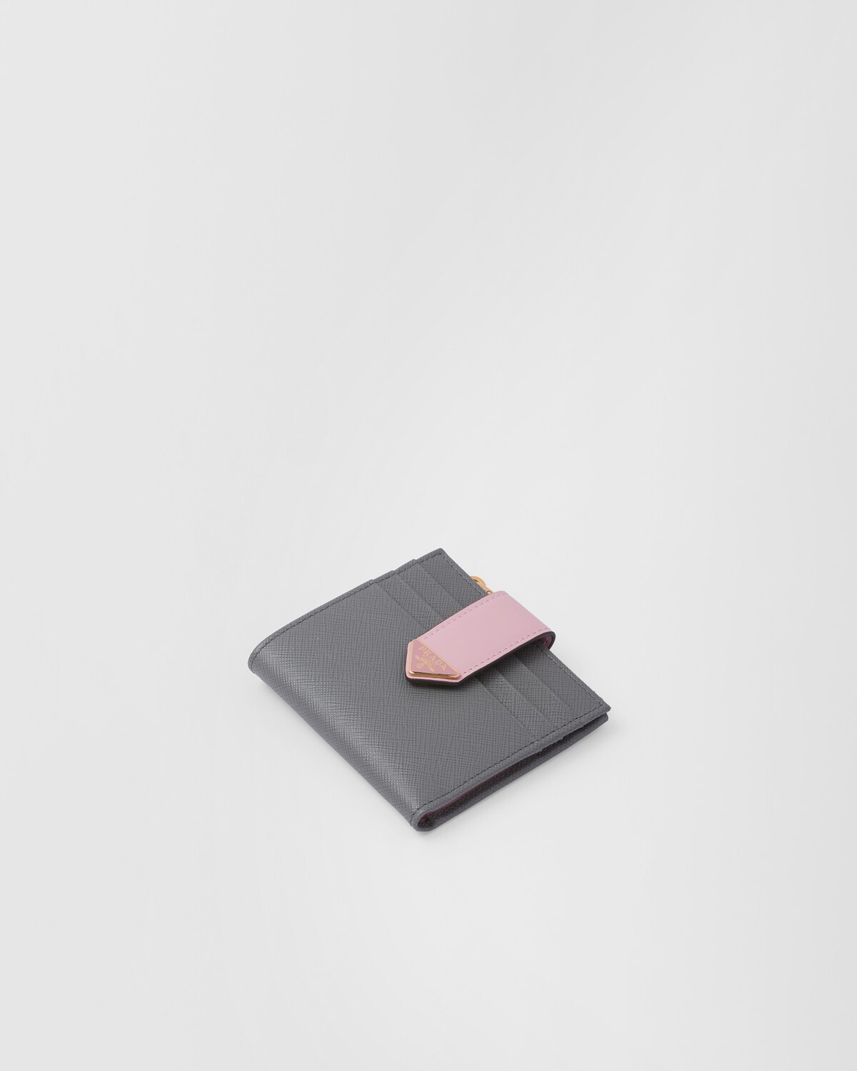 Slate Gray/alabaster Pink Small Saffiano And Smooth Leather Wallet | PRADA