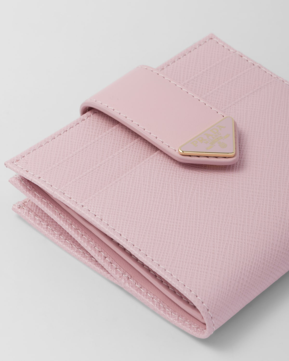 Alabaster Pink Small Saffiano And Smooth Leather Wallet | PRADA