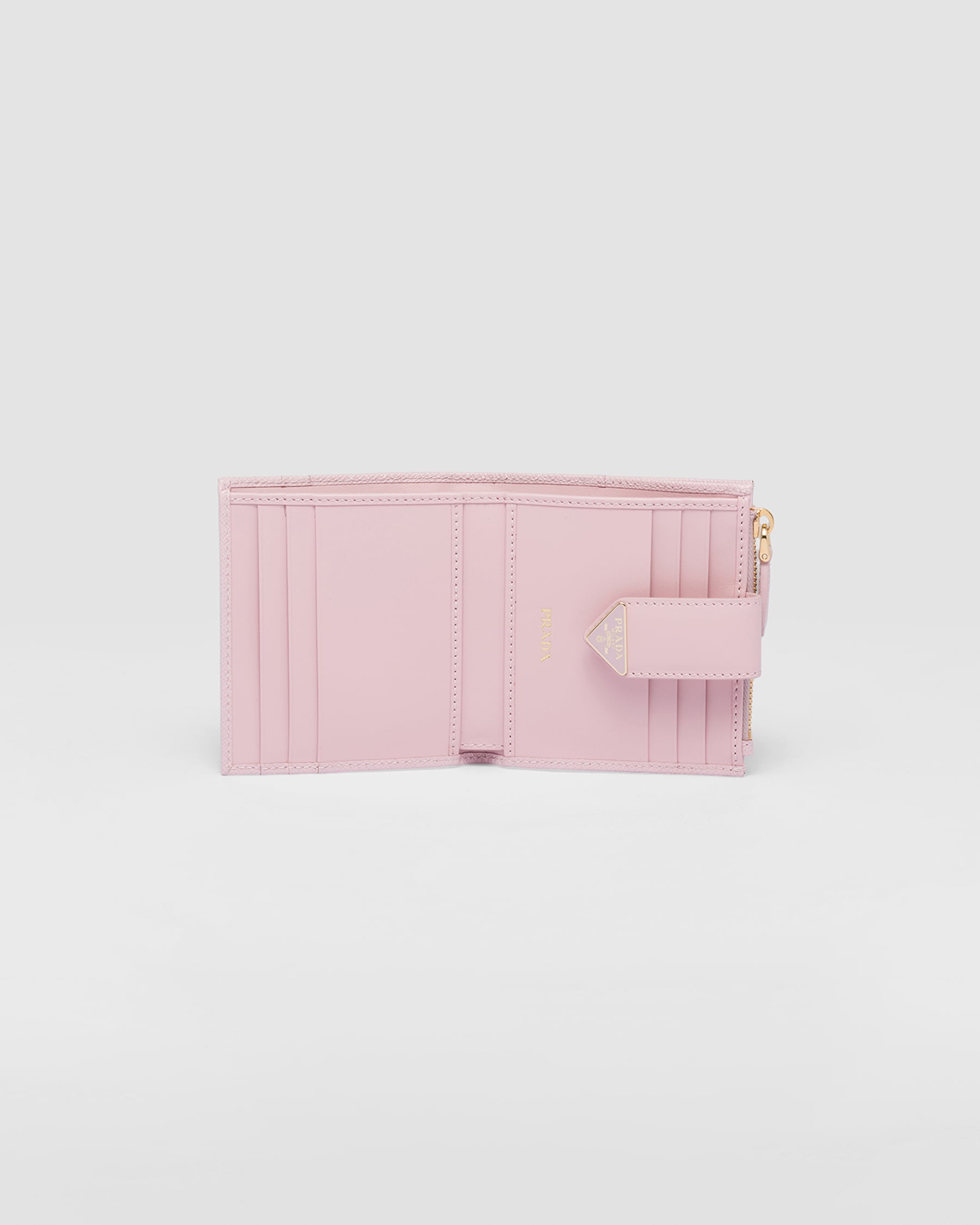 Alabaster Pink Small Saffiano And Smooth Leather Wallet | PRADA