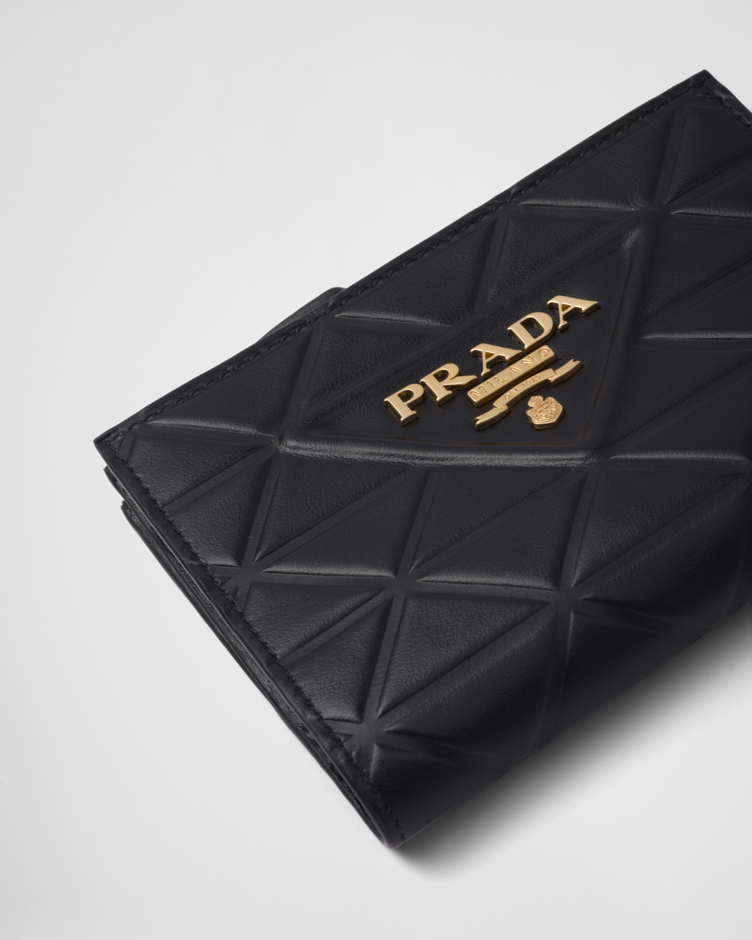 Black Small leather wallet | Prada