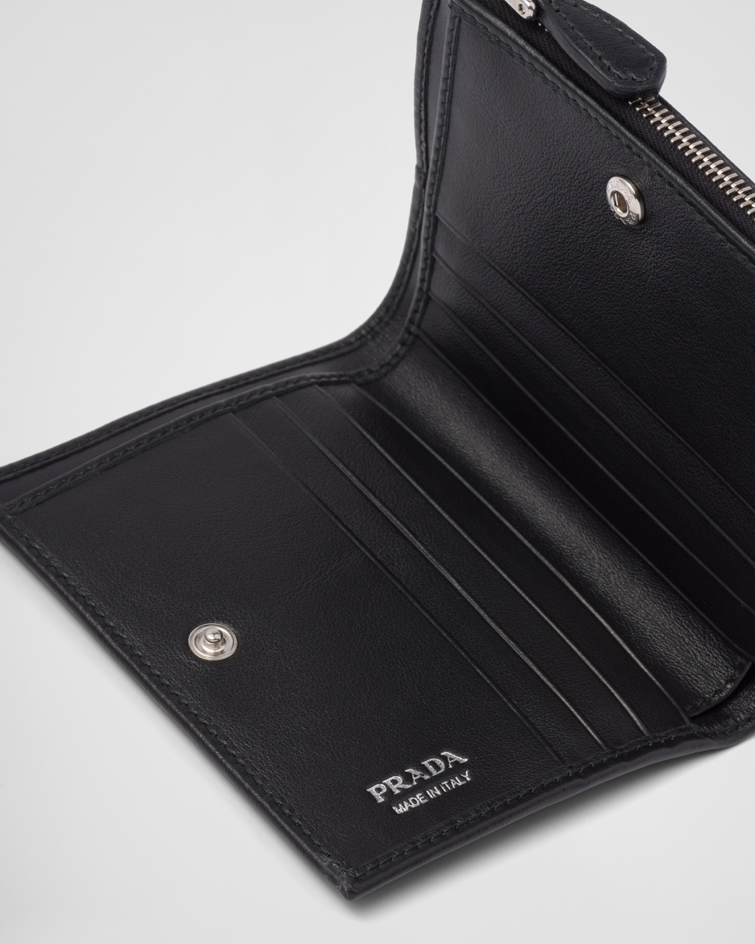 Black Small leather wallet | Prada
