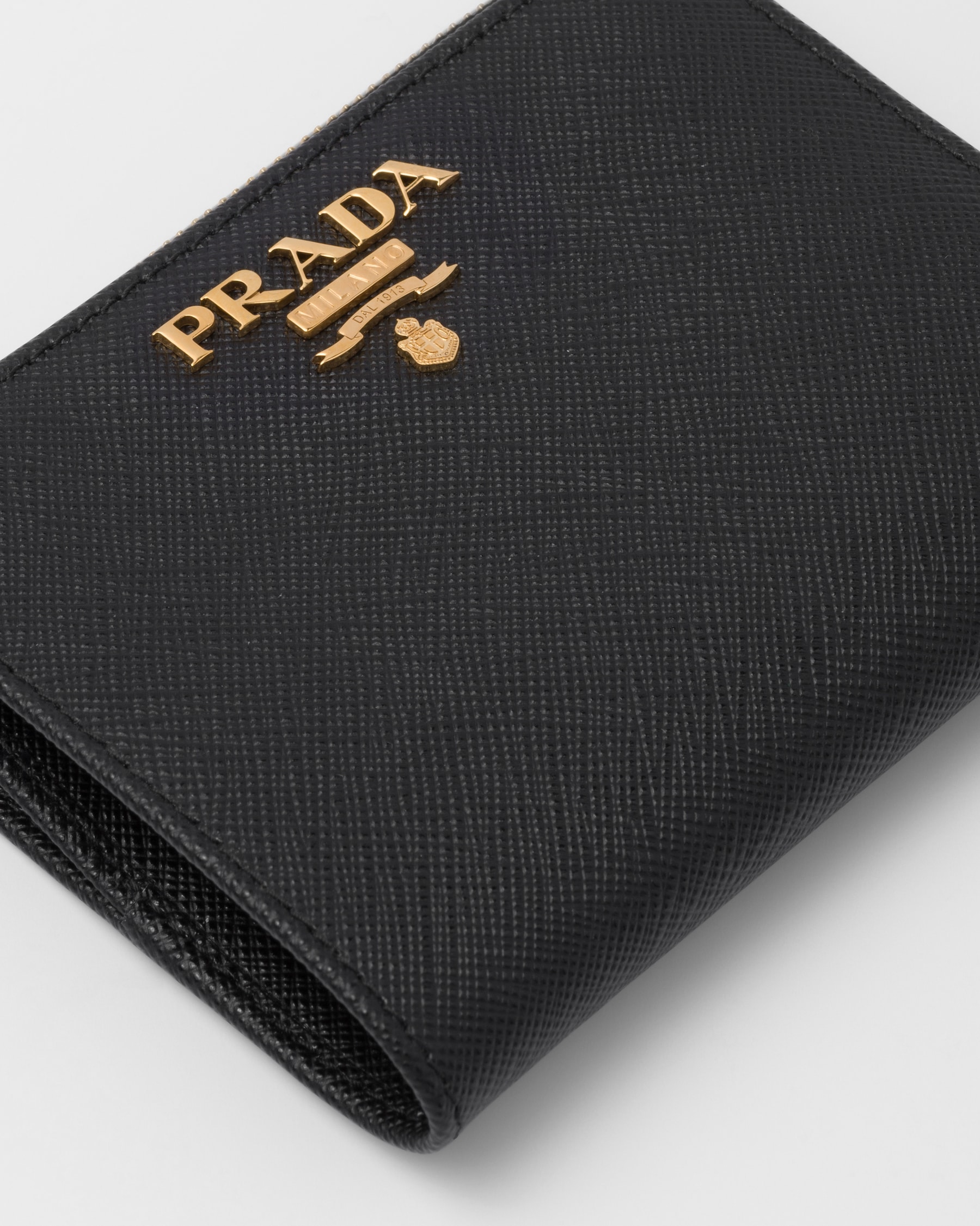 Black/hibiscus Small Saffiano Leather Wallet | PRADA