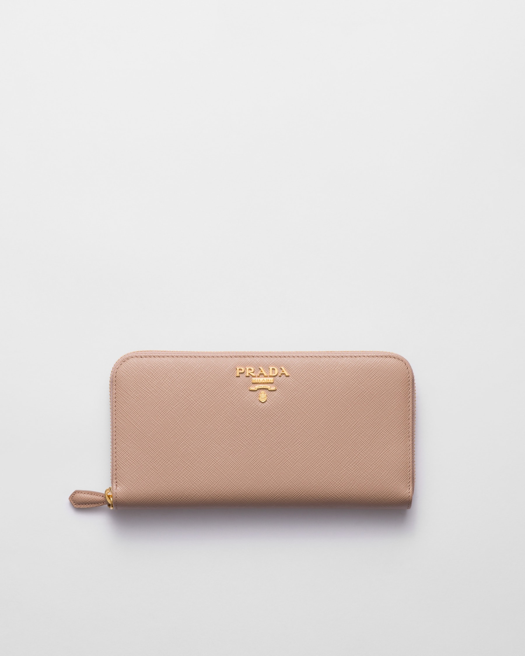 Powder Pink Large Saffiano Leather Wallet | PRADA - United States
