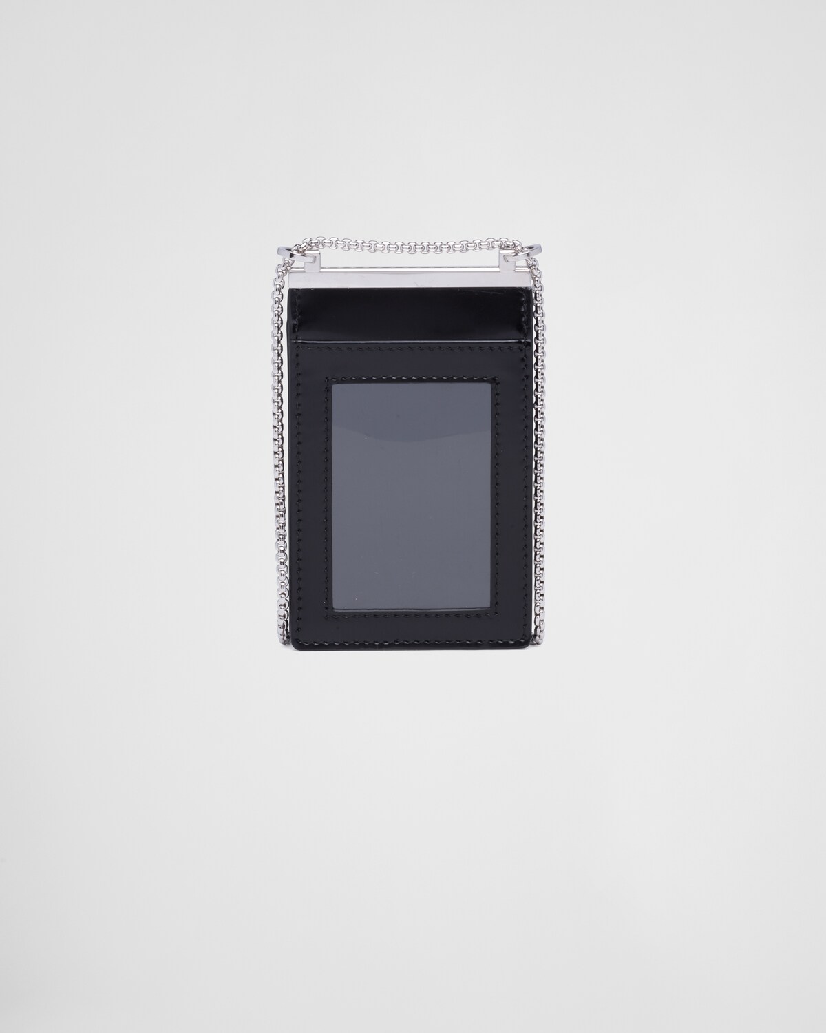 กระเป๋าใส่บัตรหนังขัดเงา ดำ | PRADA