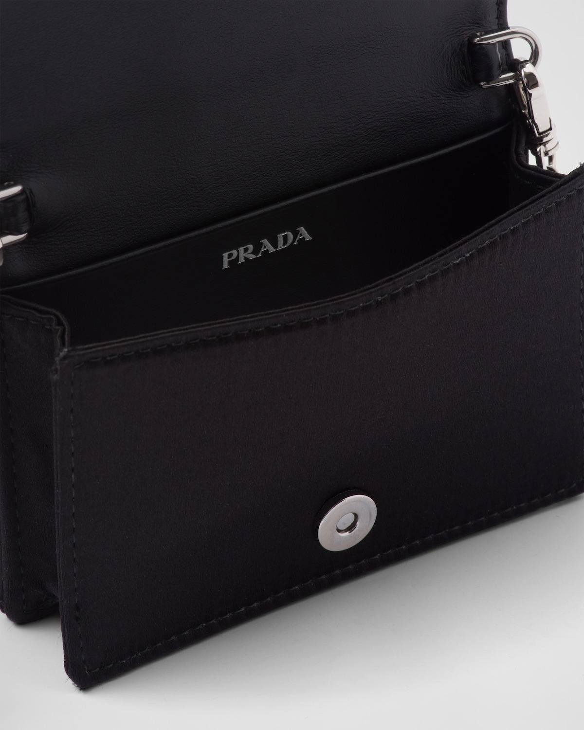 Black Cardholder With Shoulder Strap And Crystals | PRADA
