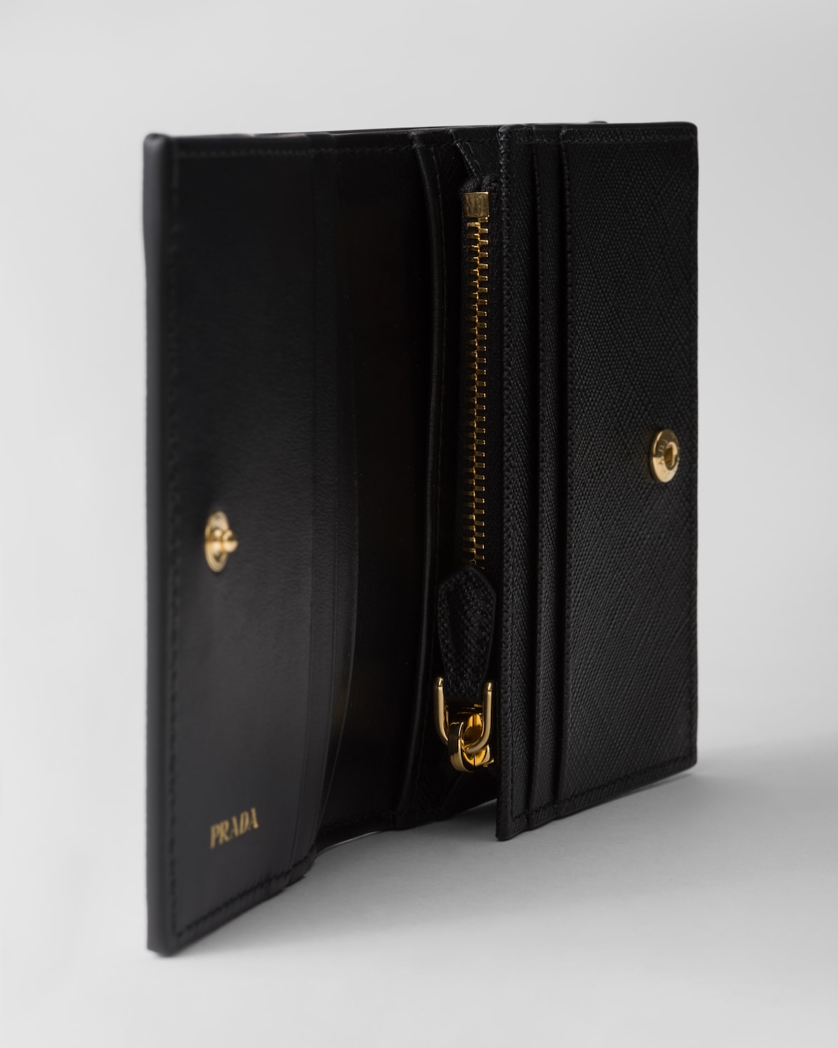 Black Small Printed Saffiano Leather Wallet | PRADA