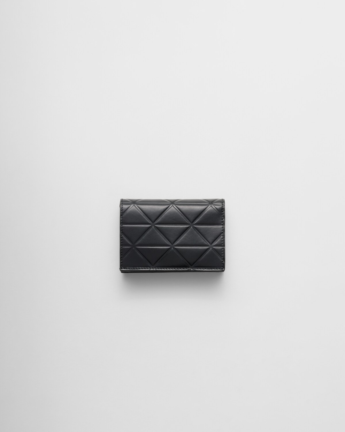 Black Small Leather Wallet With Triangle Motif | PRADA