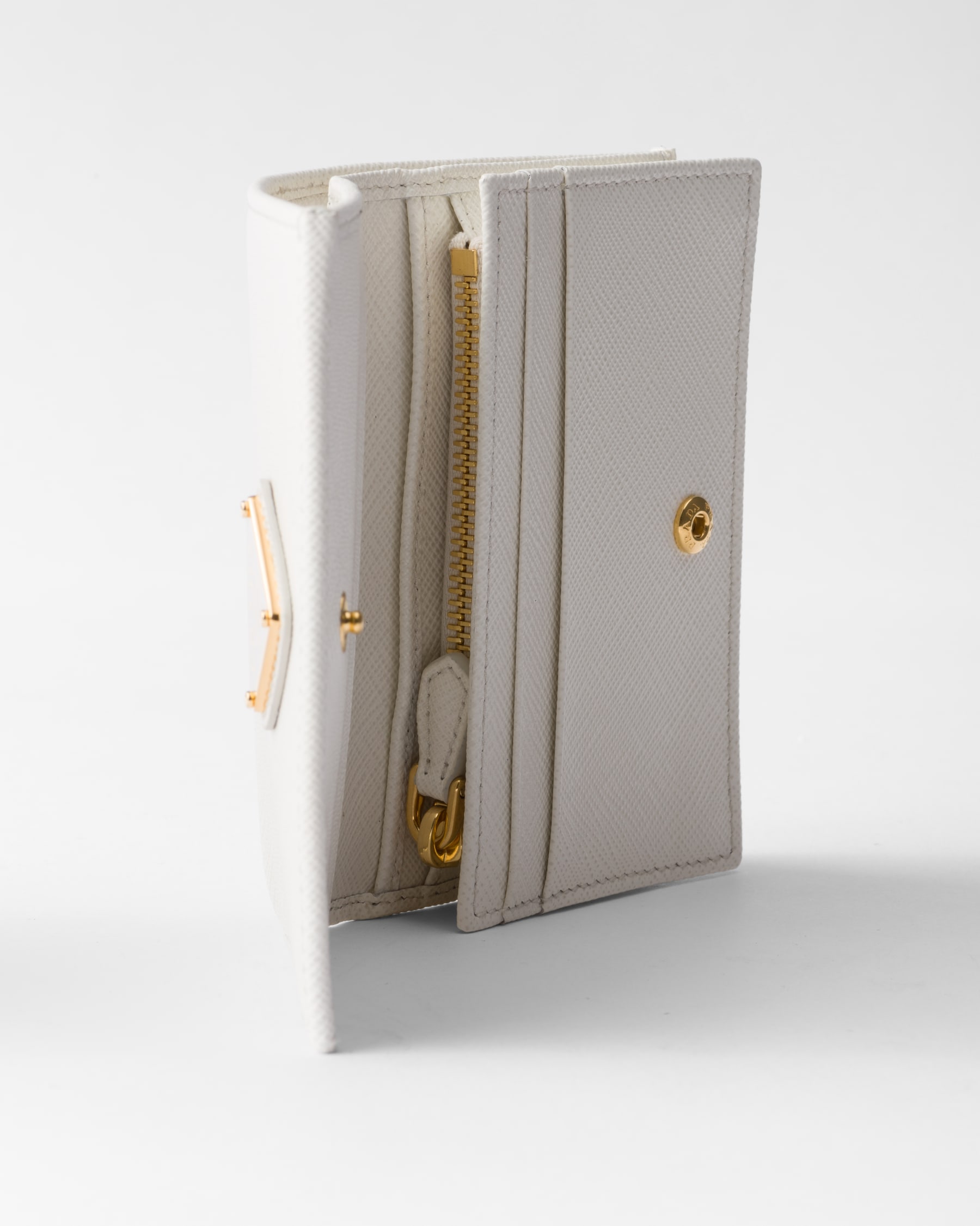 White Small Saffiano Leather Wallet | PRADA
