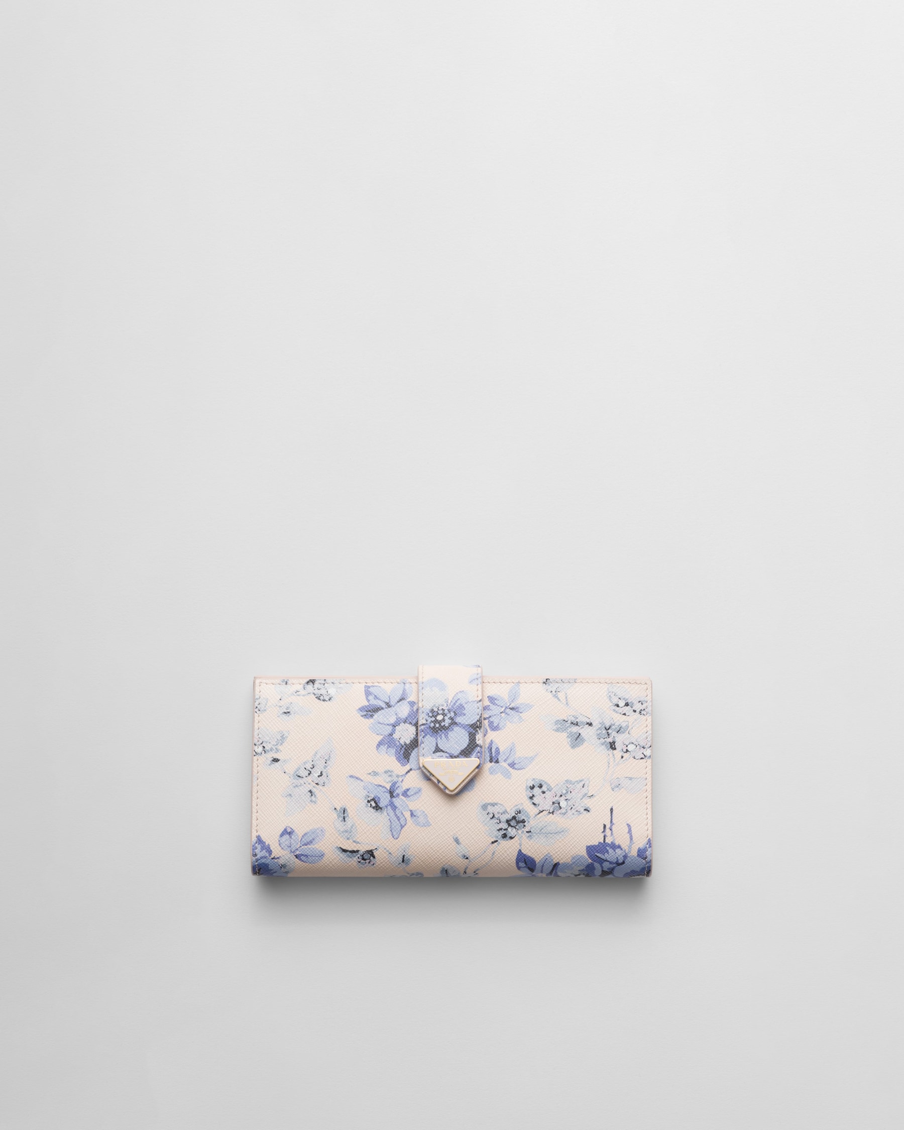 Periwinkle Blue Large Printed Saffiano Leather Wallet | PRADA