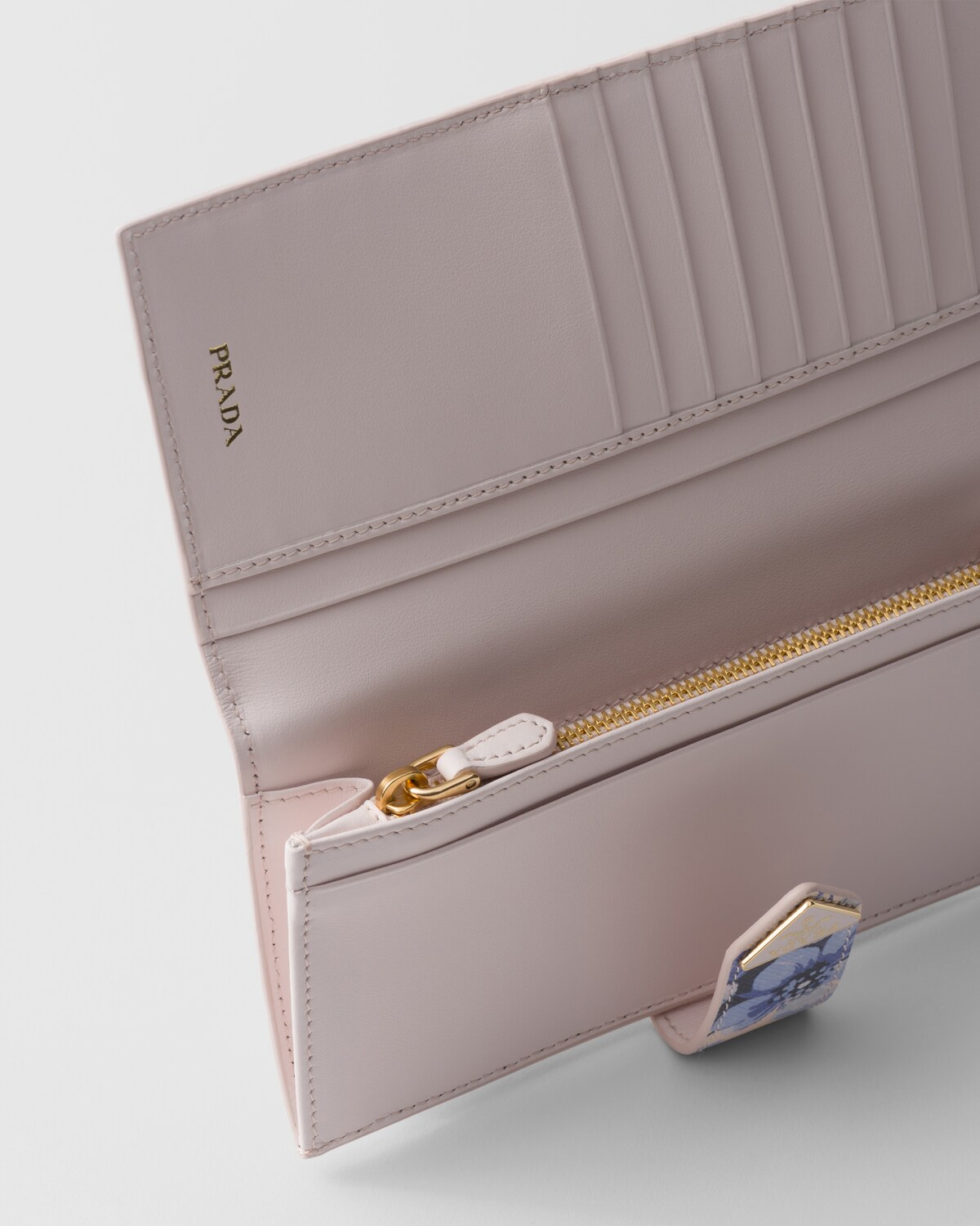 Periwinkle Blue Large Printed Saffiano Leather Wallet | PRADA