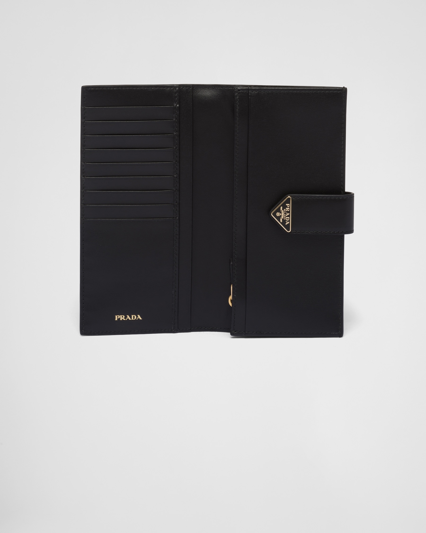 Black Large Saffiano And Smooth Leather Wallet | PRADA