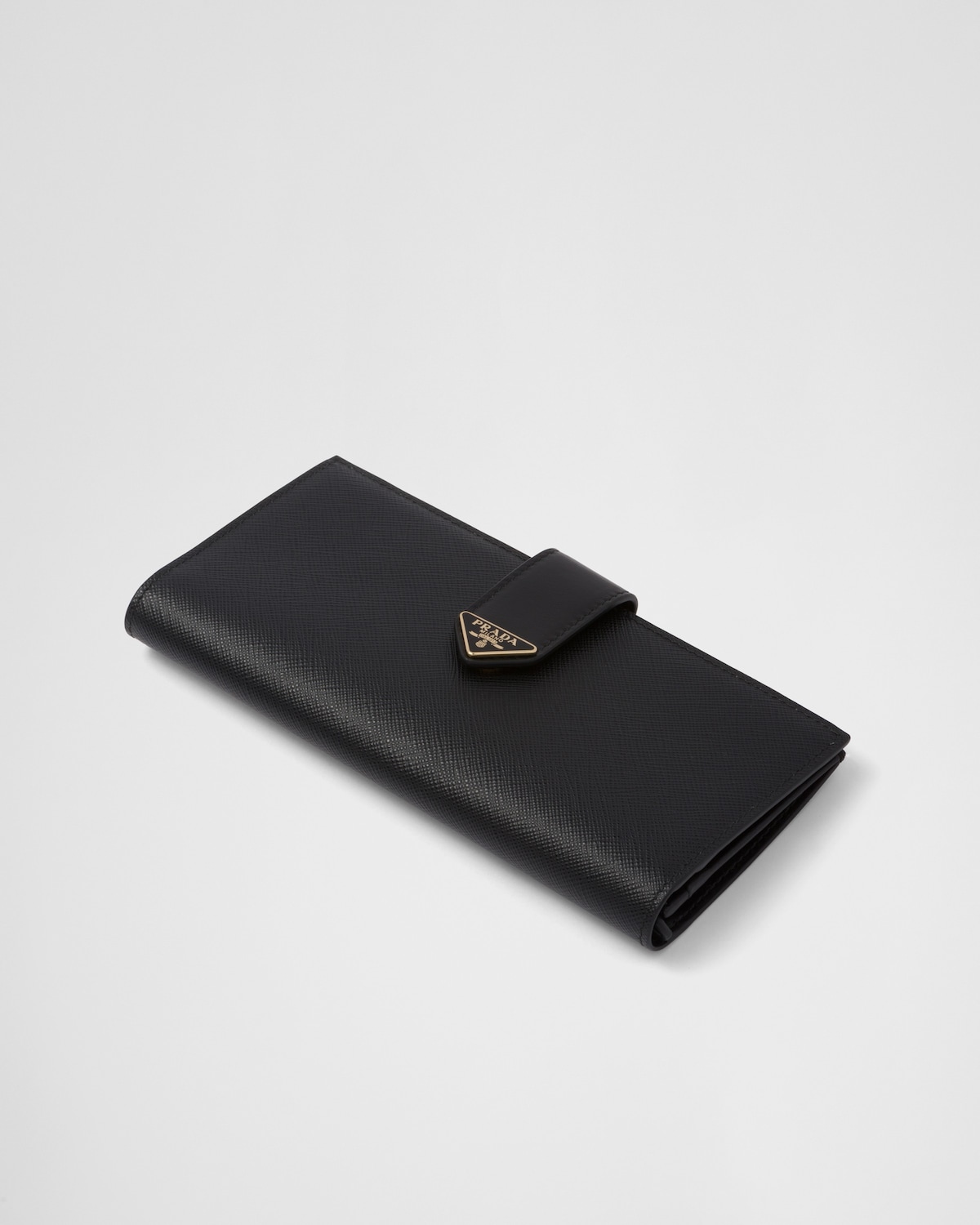 Black Large Saffiano And Smooth Leather Wallet | PRADA