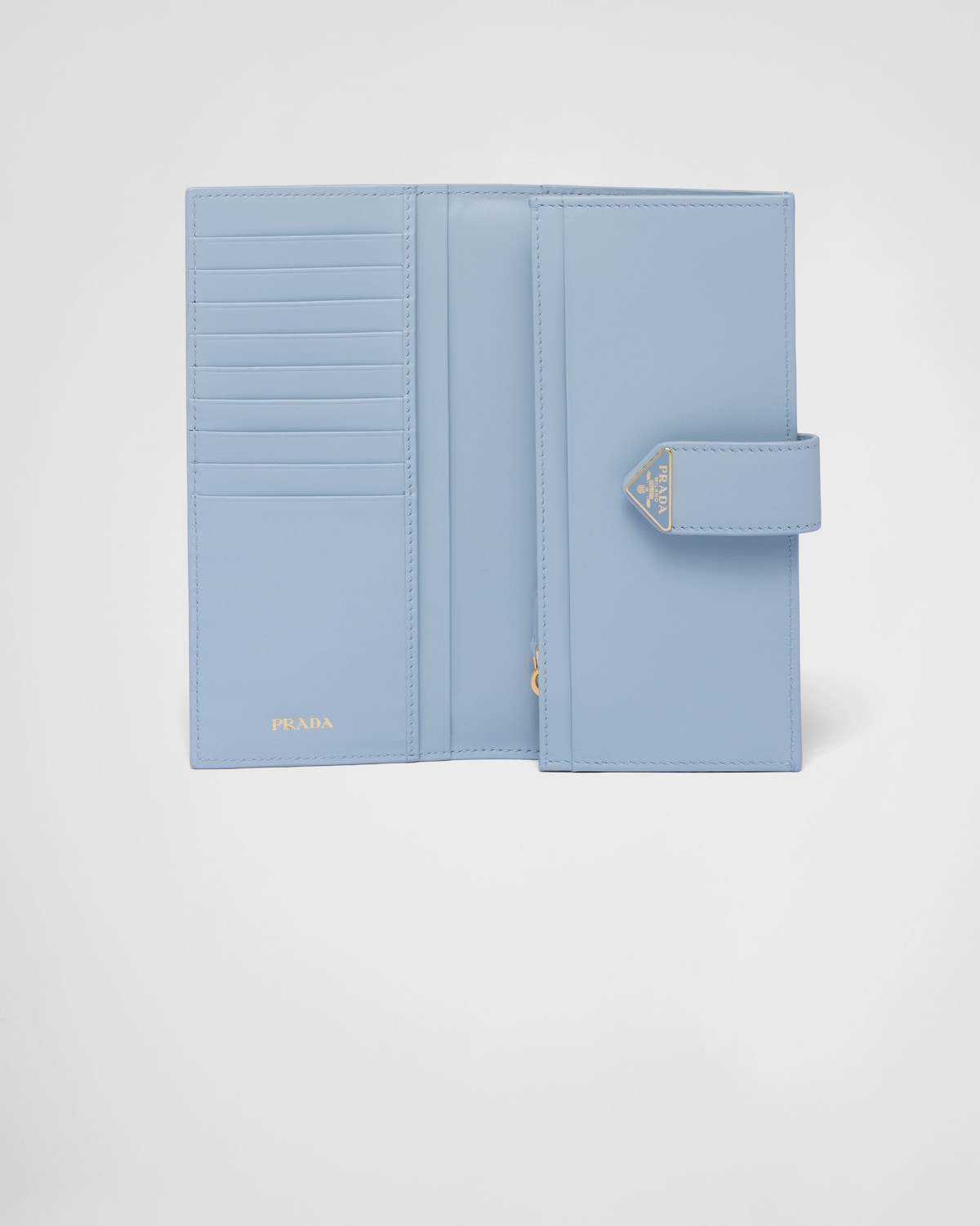 Light Blue Large Saffiano And Smooth Leather Wallet | PRADA