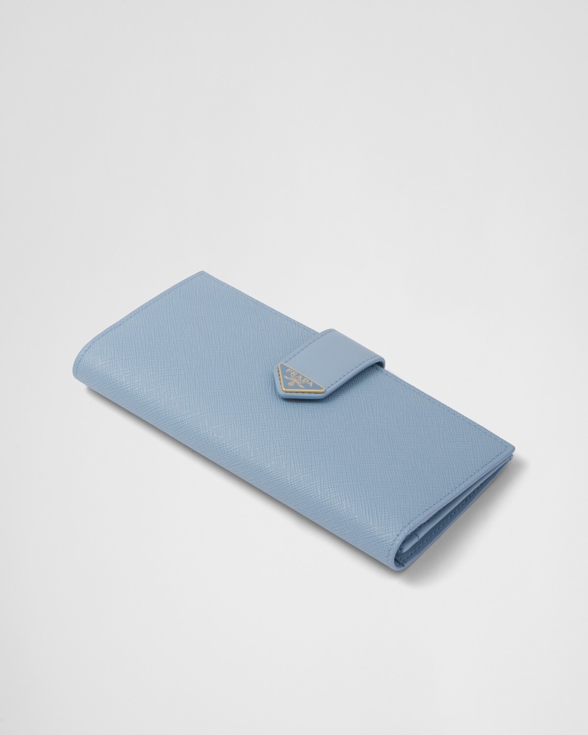 Light Blue Large Saffiano And Smooth Leather Wallet | PRADA