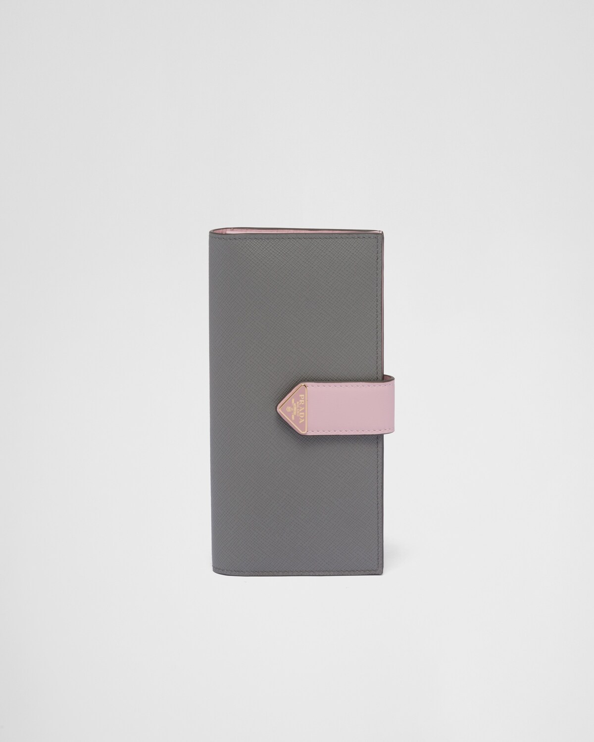 Slate Gray/alabaster Pink Large Saffiano And Smooth Leather Wallet | PRADA