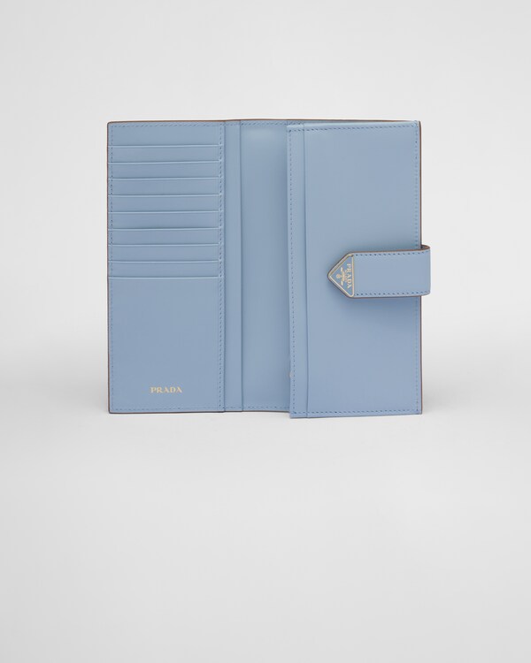Sand/light Blue Large Saffiano And Smooth Leather Wallet | PRADA