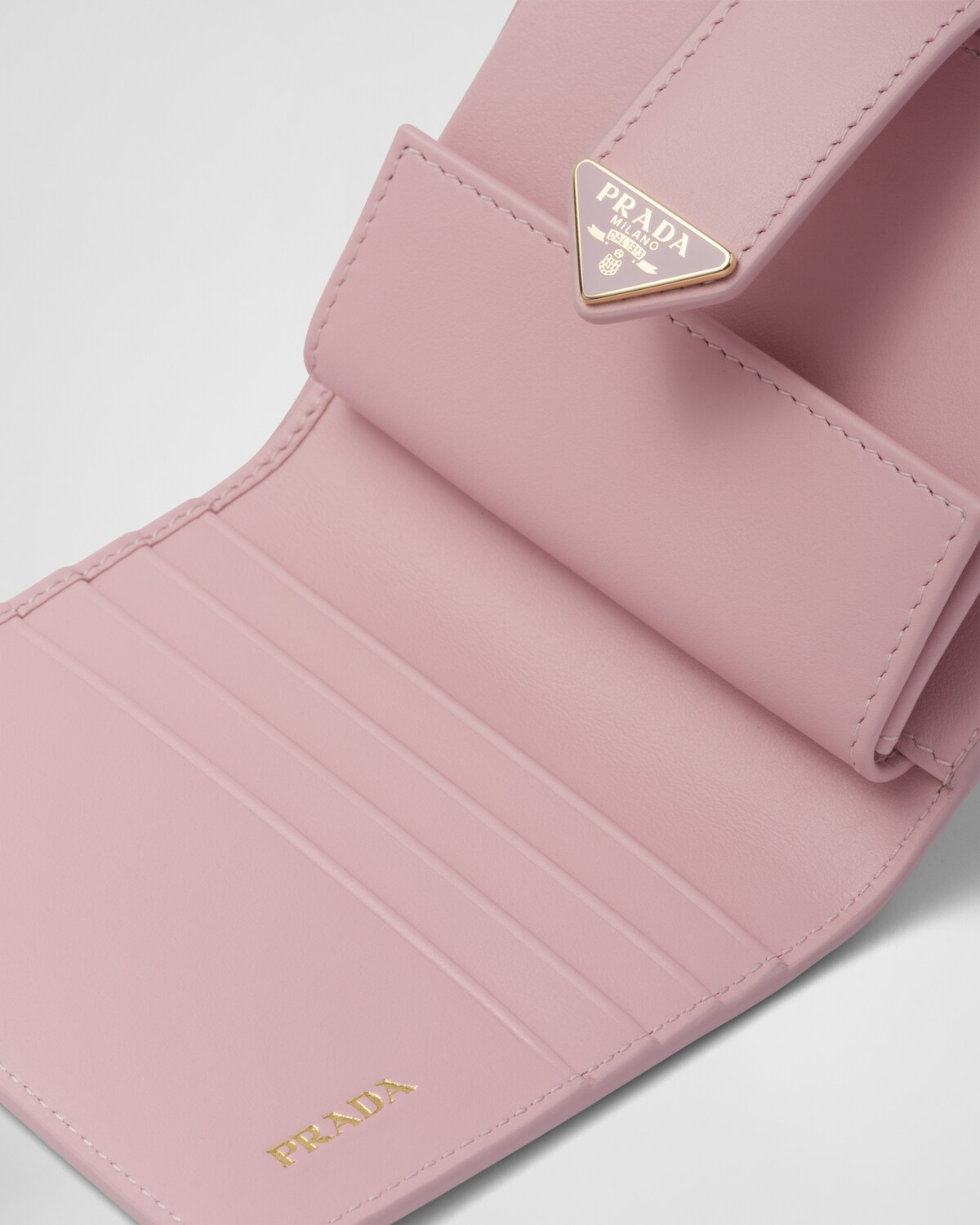 Alabaster Pink Small Saffiano And Smooth Leather Wallet | PRADA