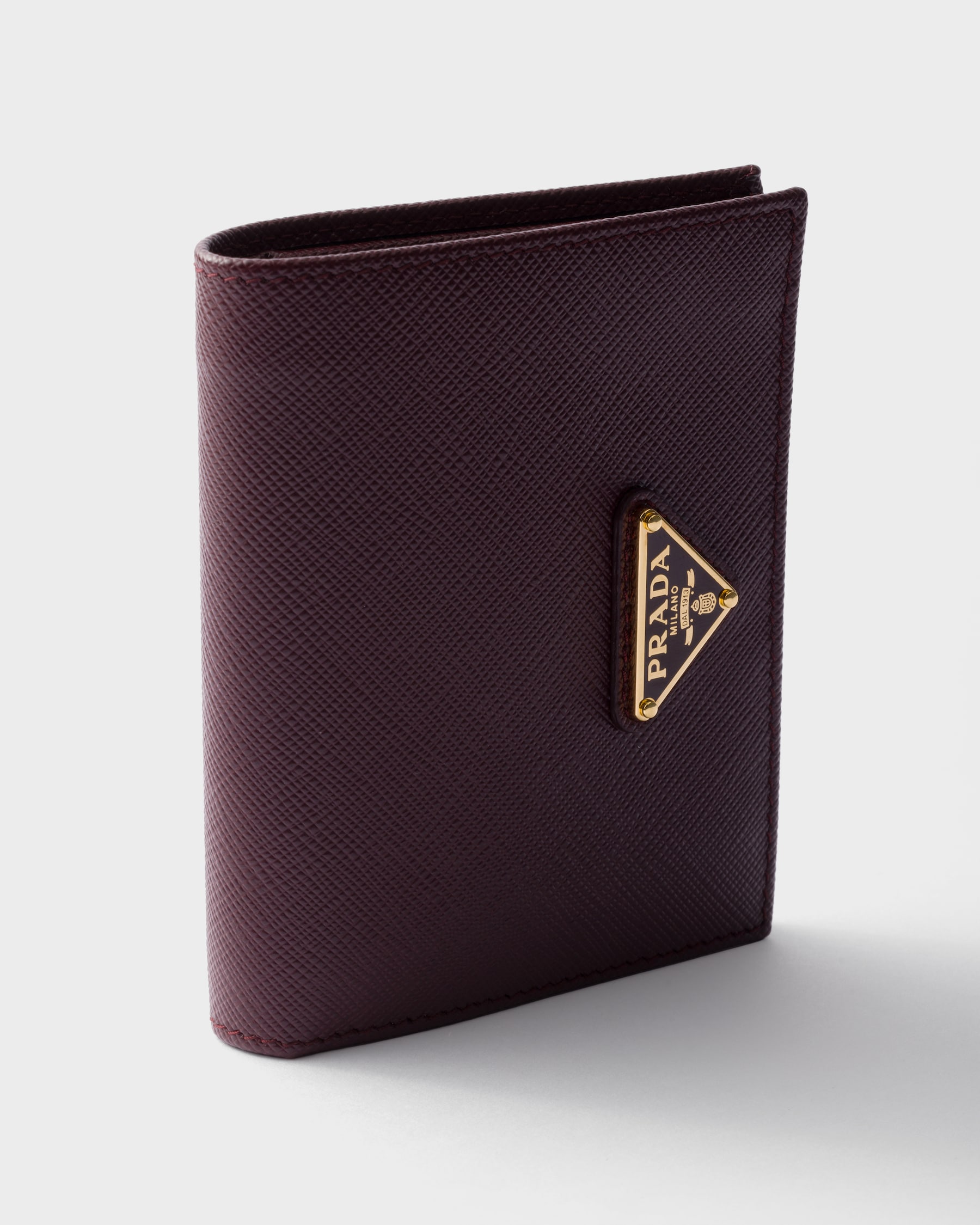 Burgundy Small Saffiano Leather Wallet | PRADA - United States
