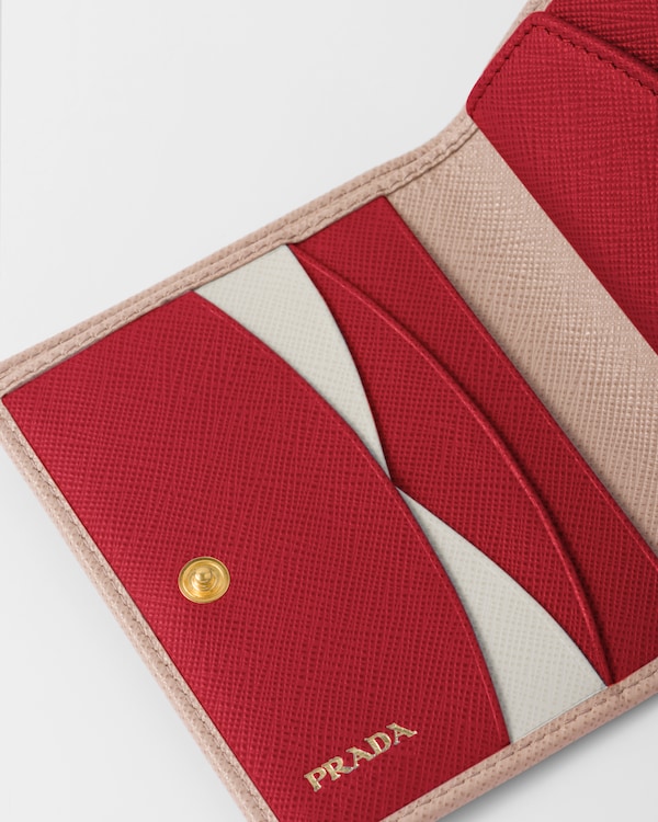 Powder Pink/fiery Red Small Saffiano Leather Wallet | PRADA