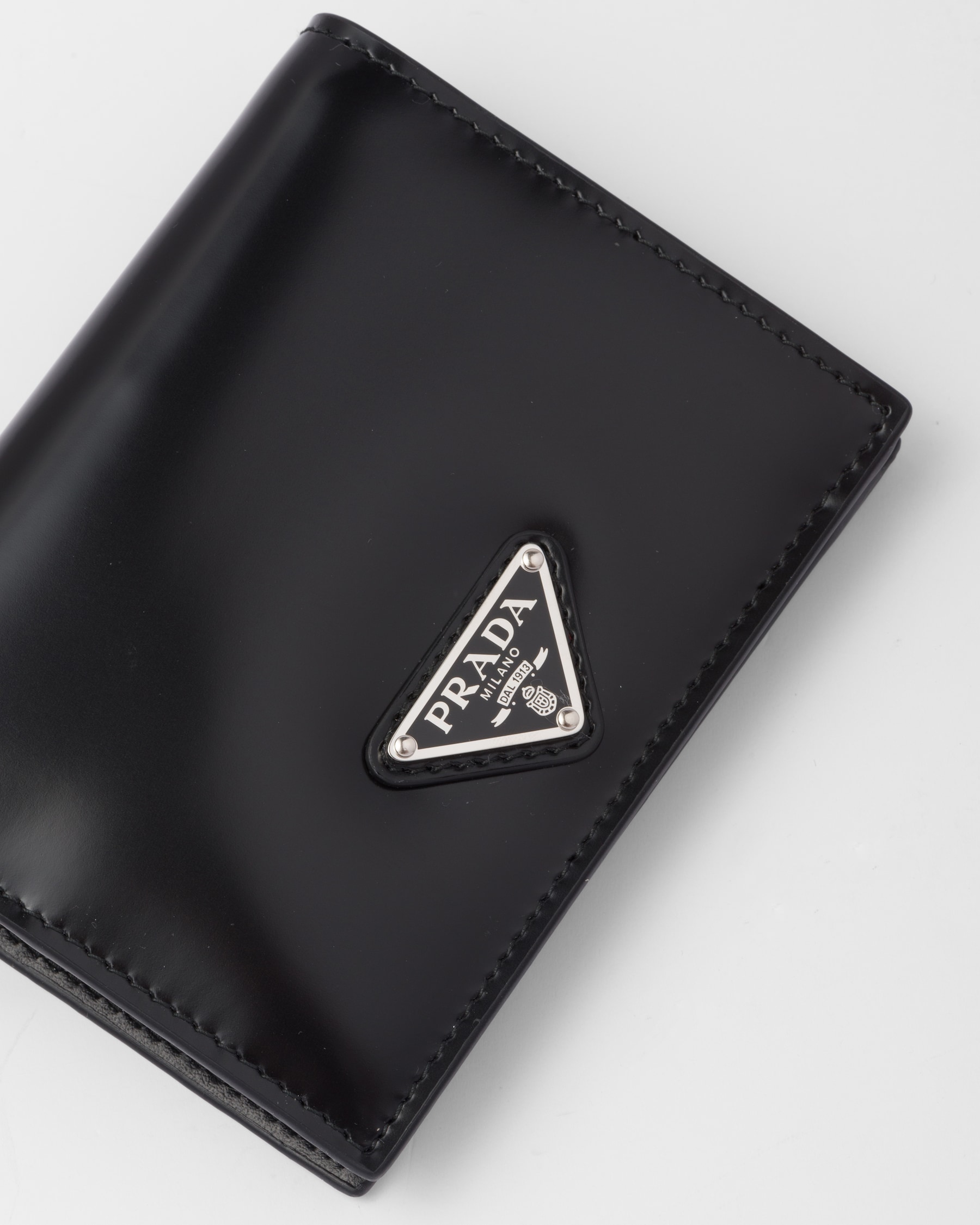 Black Small Brushed-leather Wallet | PRADA