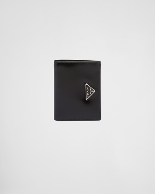 Black Small Brushed-leather Wallet | PRADA