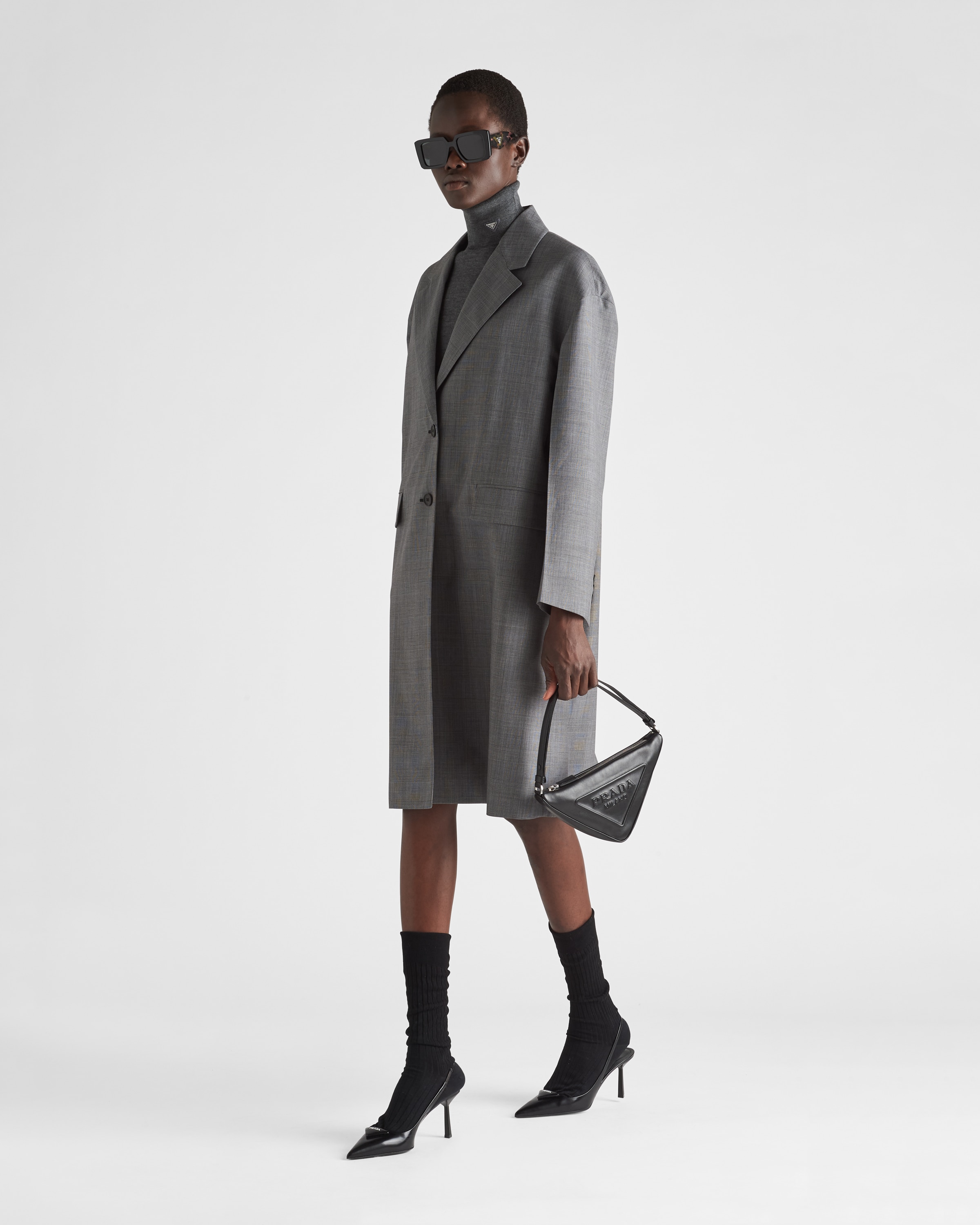 Black Prada Triangle leather pouch | Prada