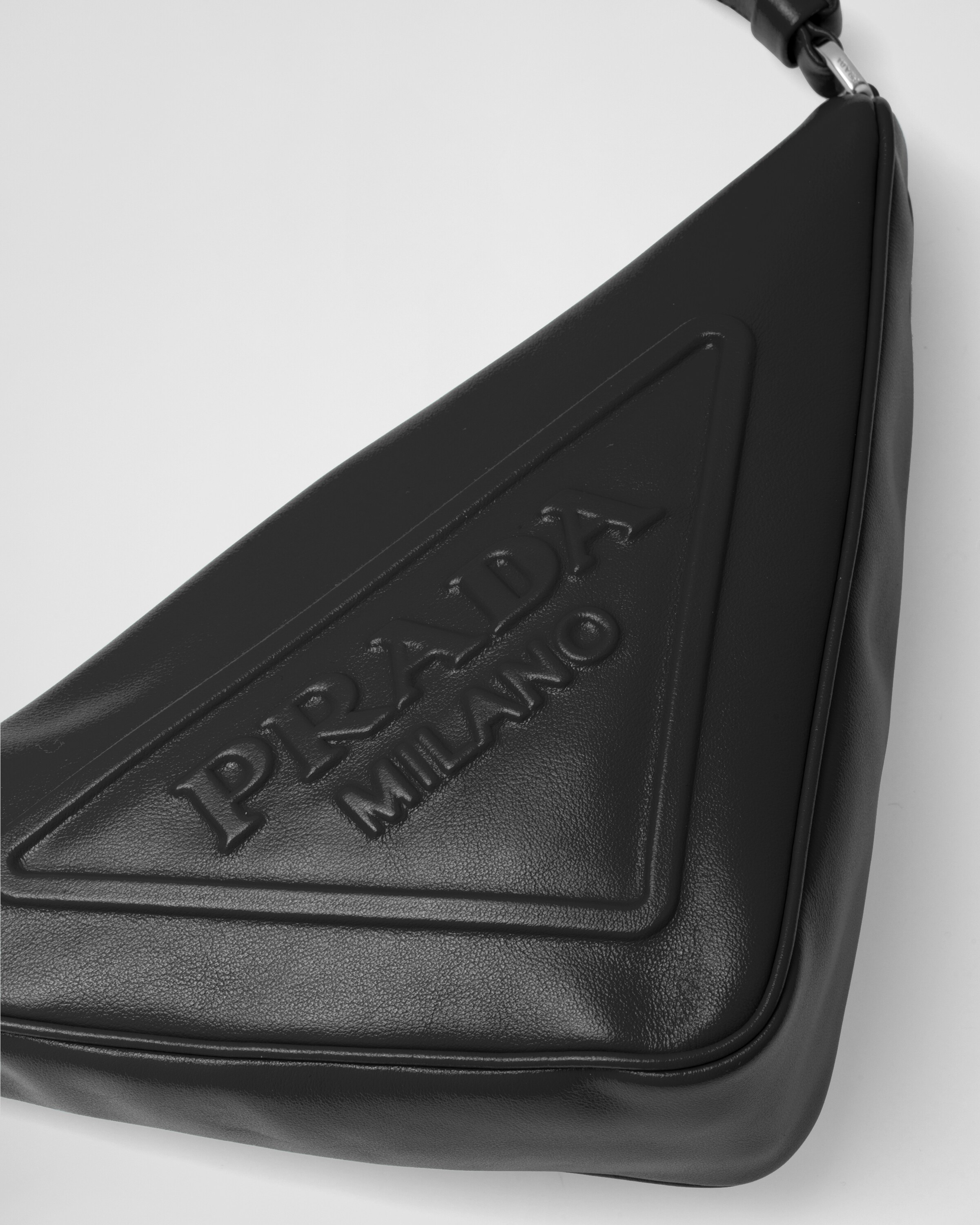 Black Prada Triangle leather pouch | Prada