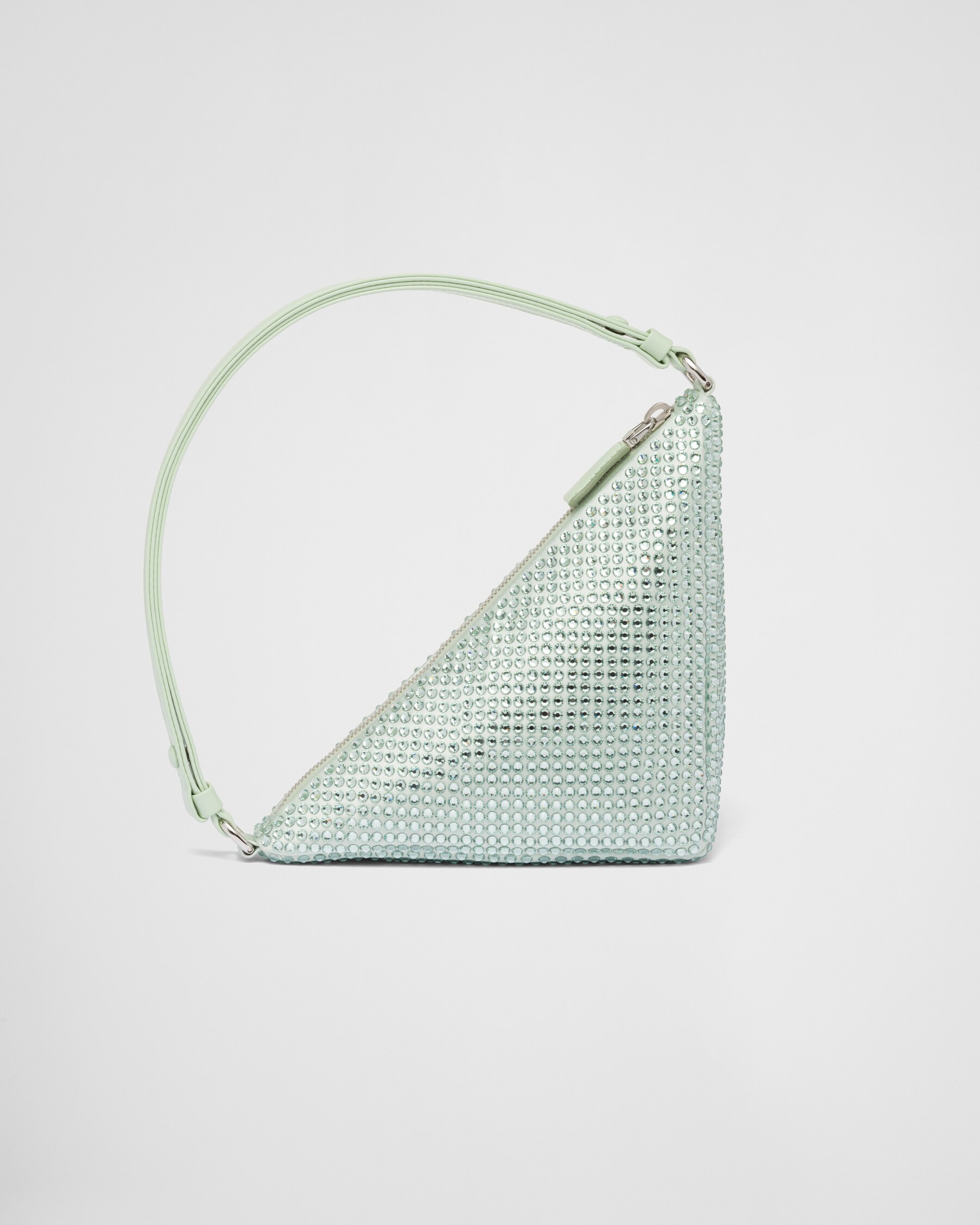 Aqua Crystal-studded Satin Pouch | PRADA