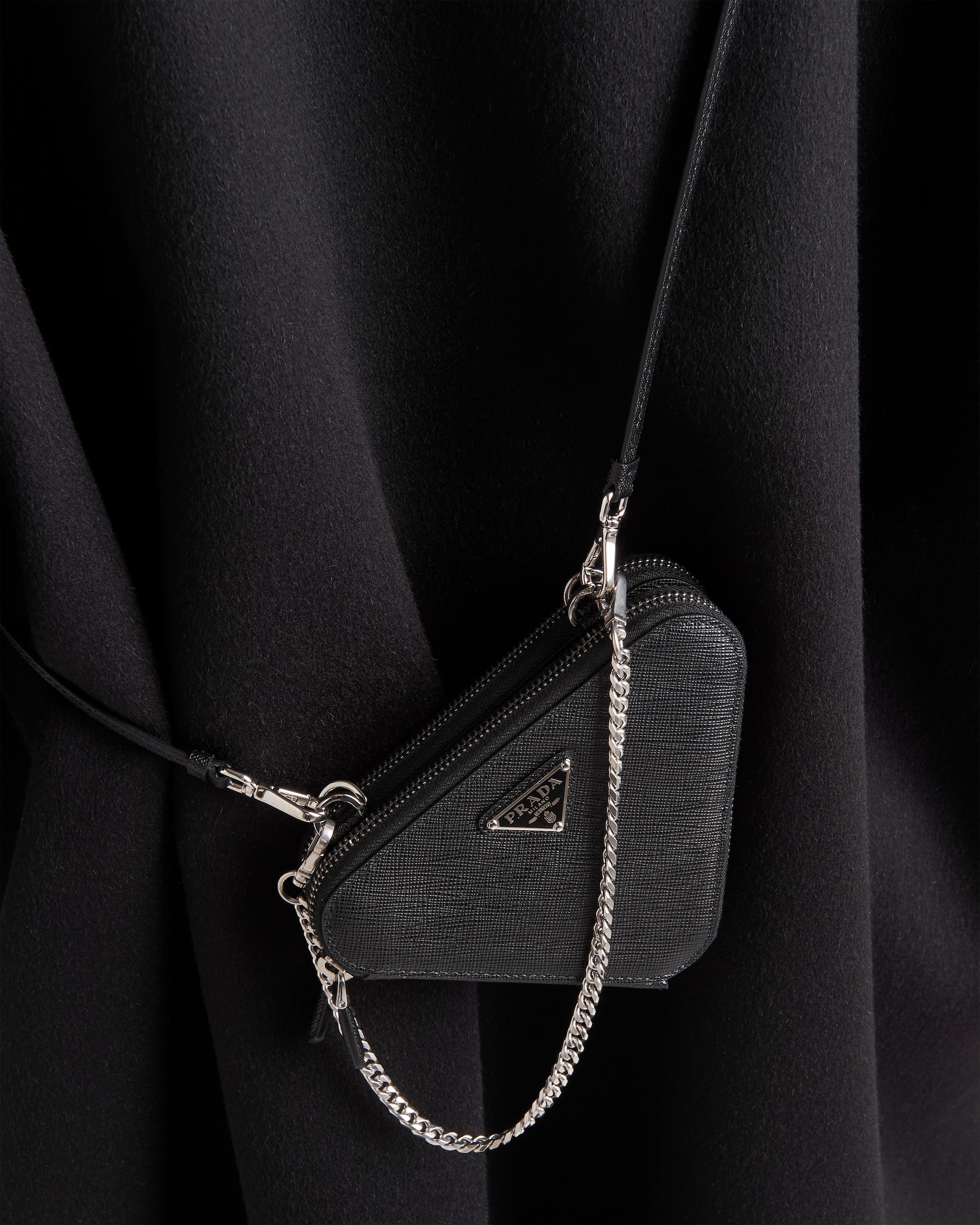 Black Saffiano Leather Mini Pouch | PRADA