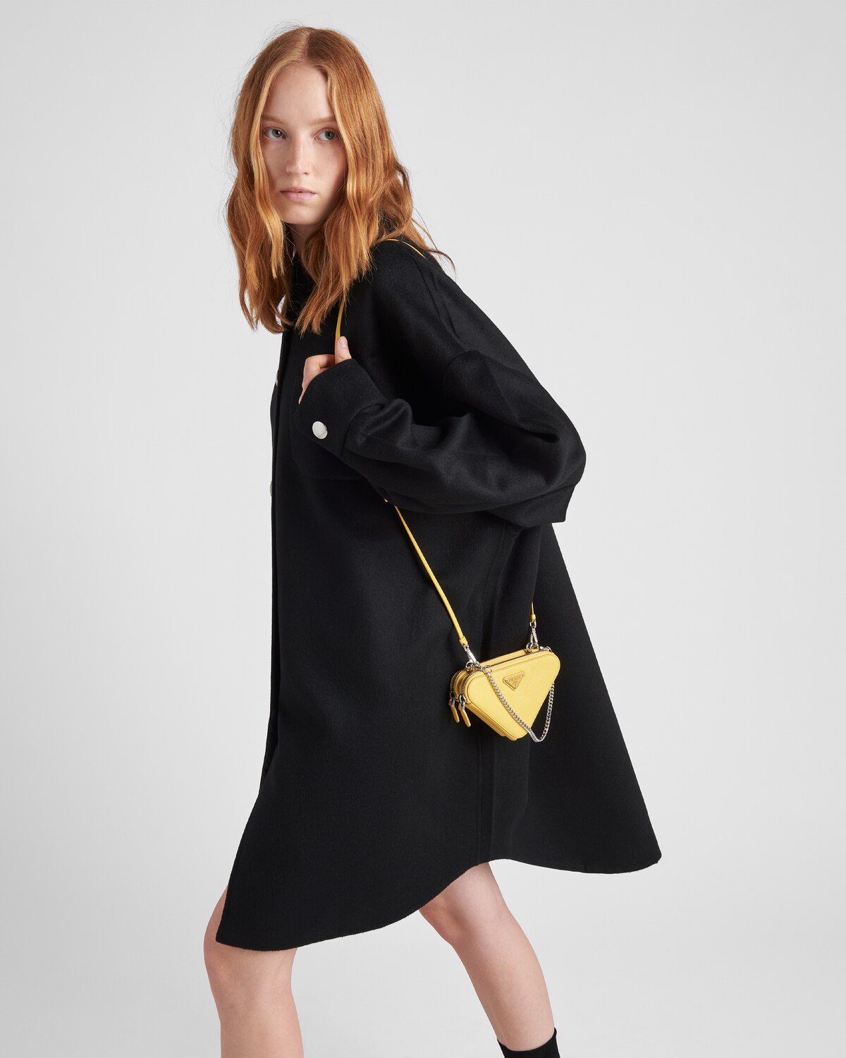 Sunny Yellow Saffiano Leather Mini Pouch | PRADA