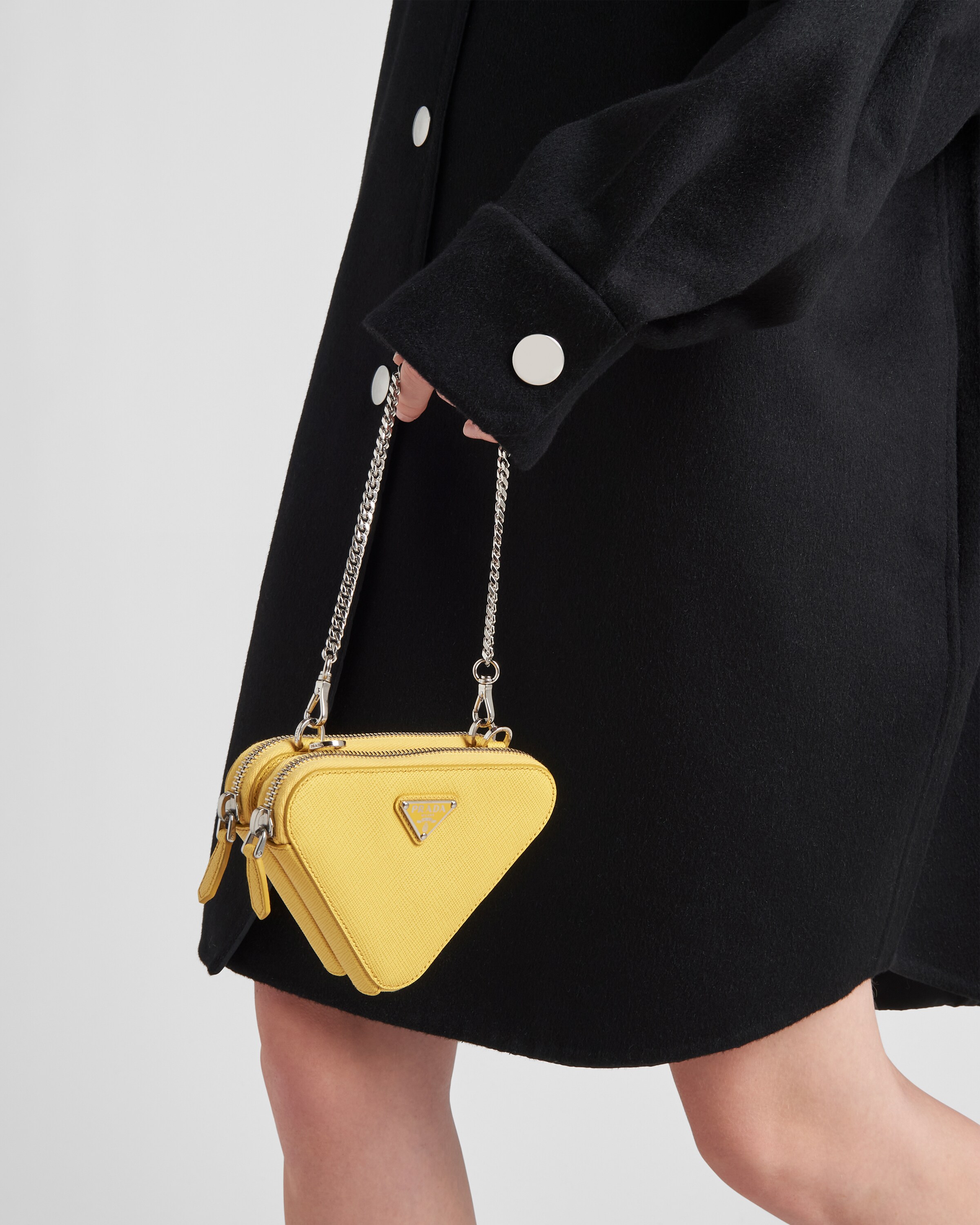 Sunny Yellow Saffiano Leather Mini Pouch | PRADA