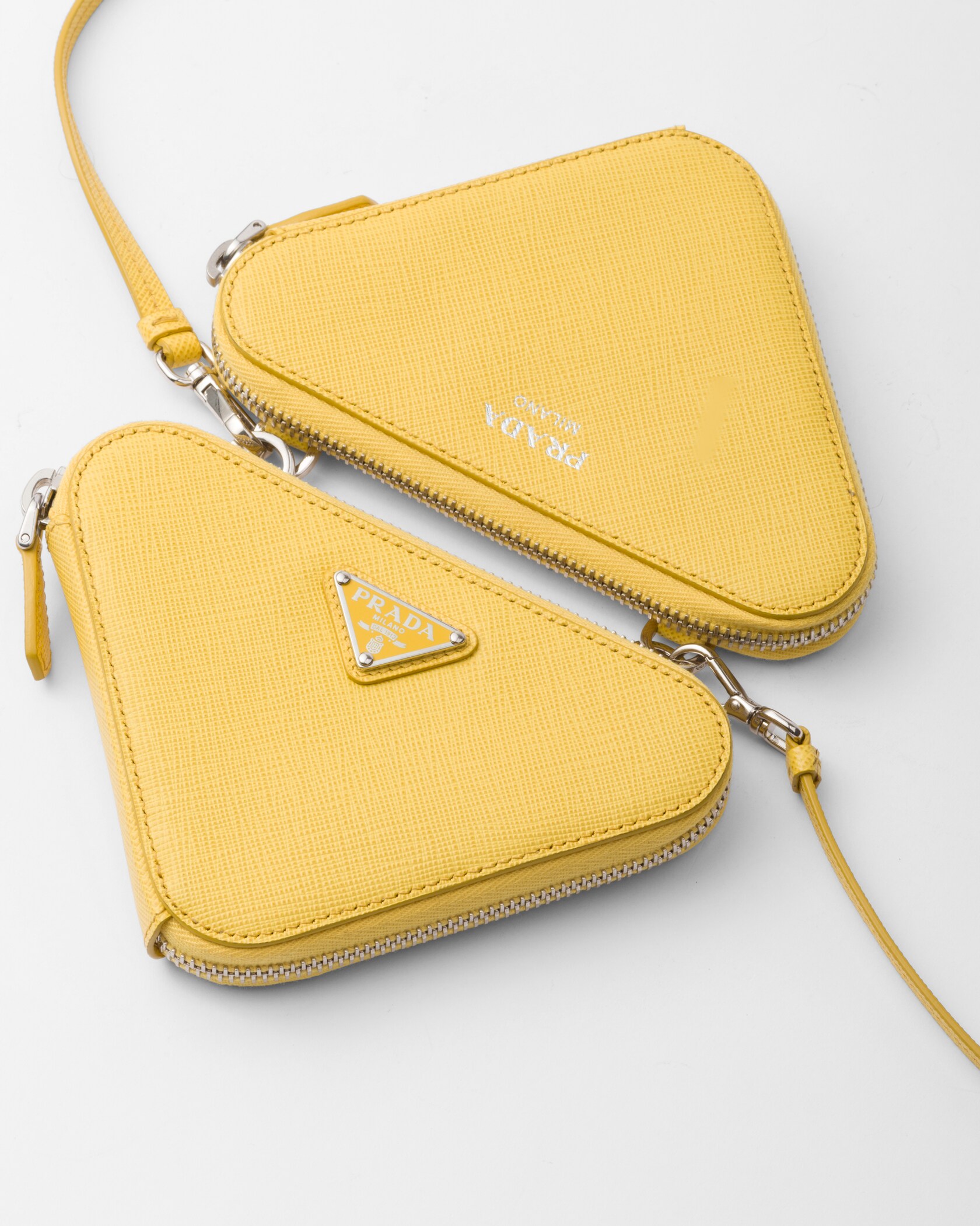 Sunny Yellow Saffiano Leather Mini Pouch | PRADA