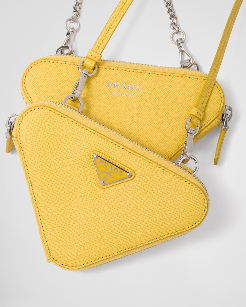 Sunny Yellow Saffiano Leather Mini Pouch | PRADA