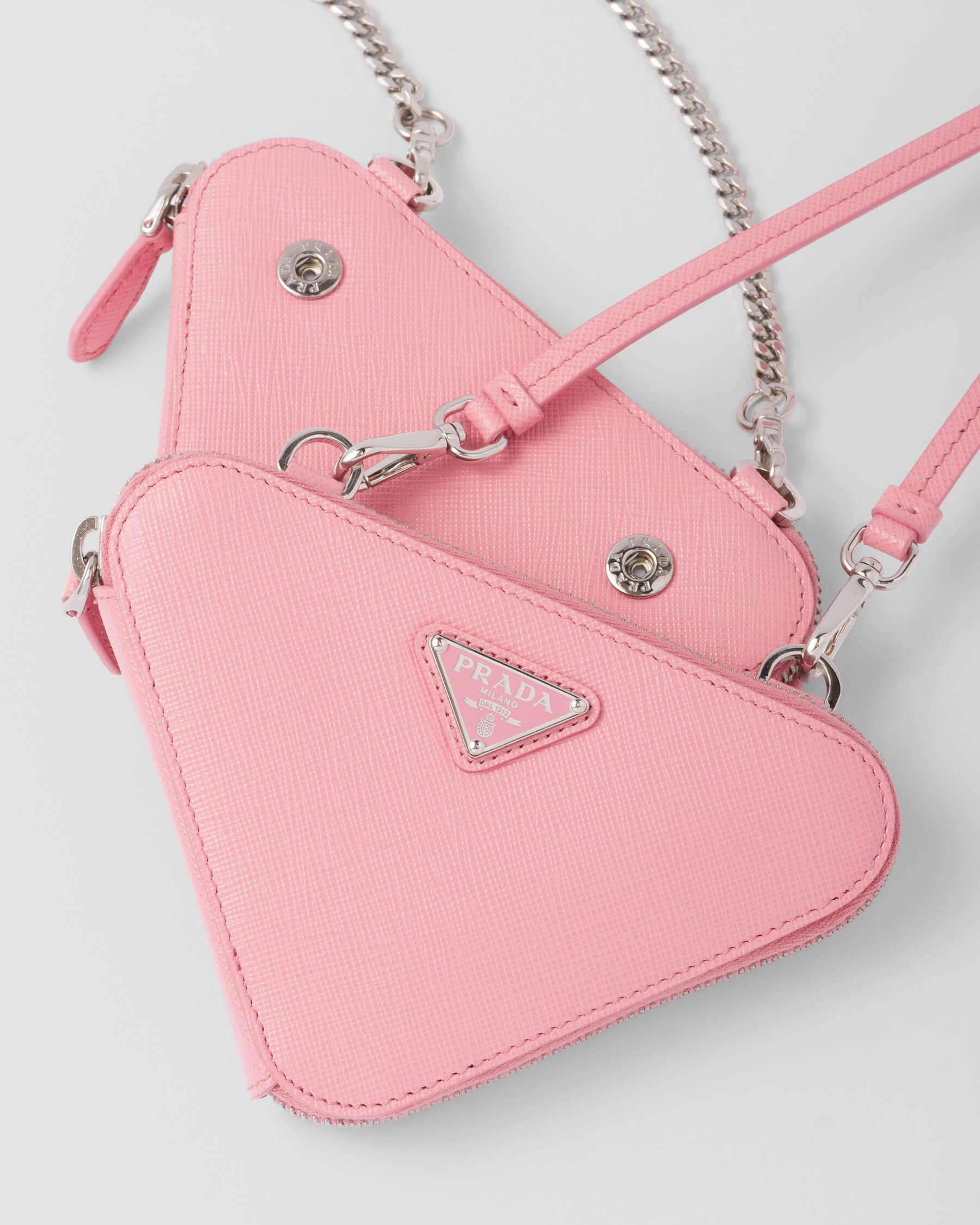 Petal Pink Saffiano Leather Mini Pouch | PRADA