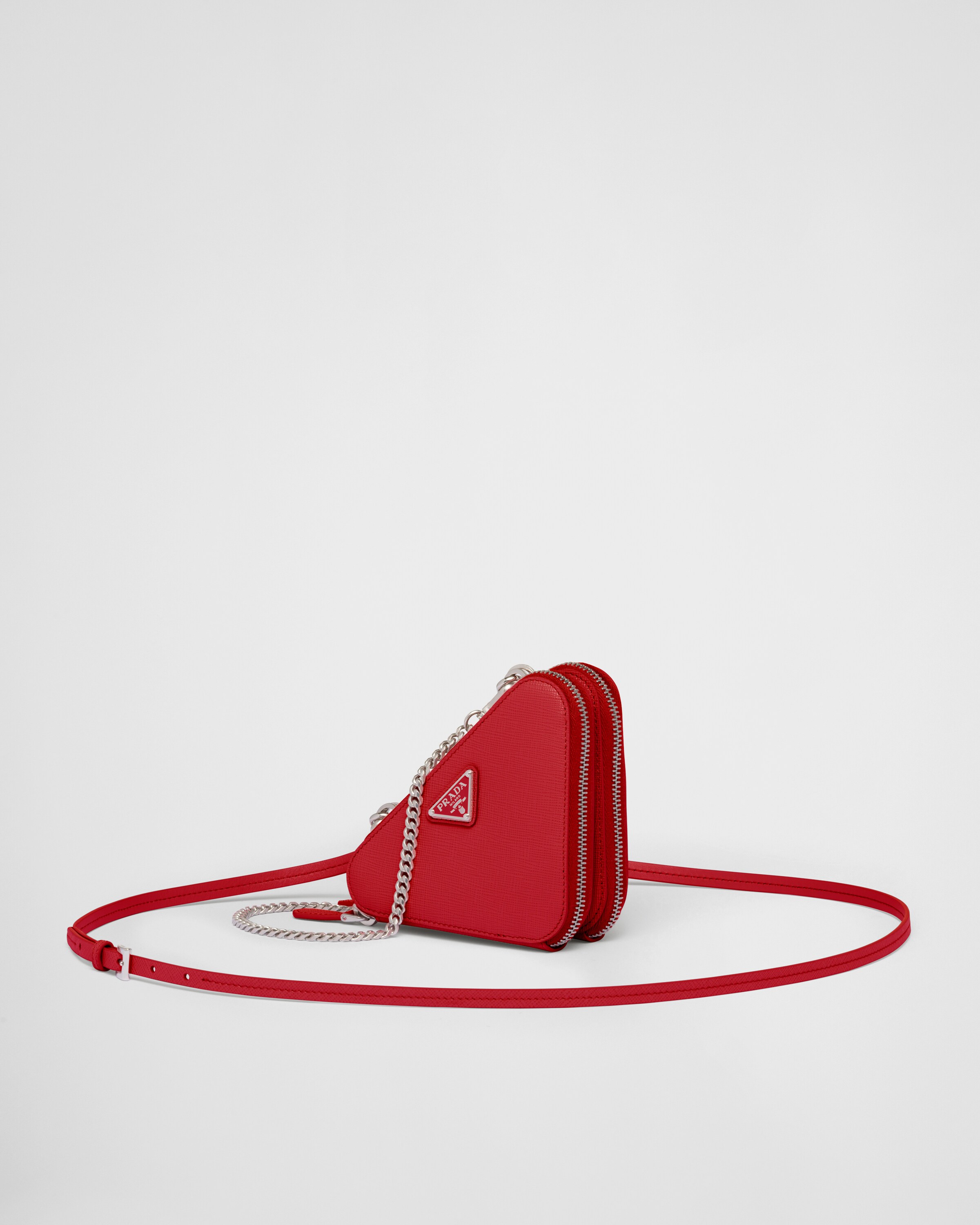 Fiery Red Saffiano Leather Mini Pouch | PRADA