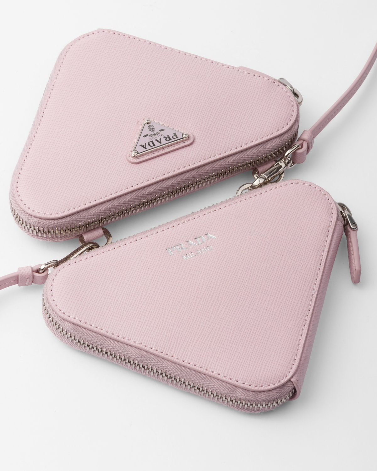 Alabaster Pink Saffiano Leather Mini Pouch | PRADA