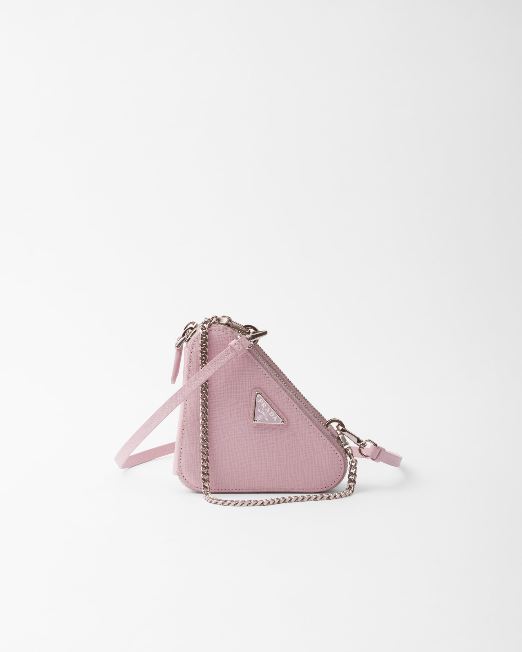 Alabaster Pink Saffiano Leather Mini Pouch | PRADA