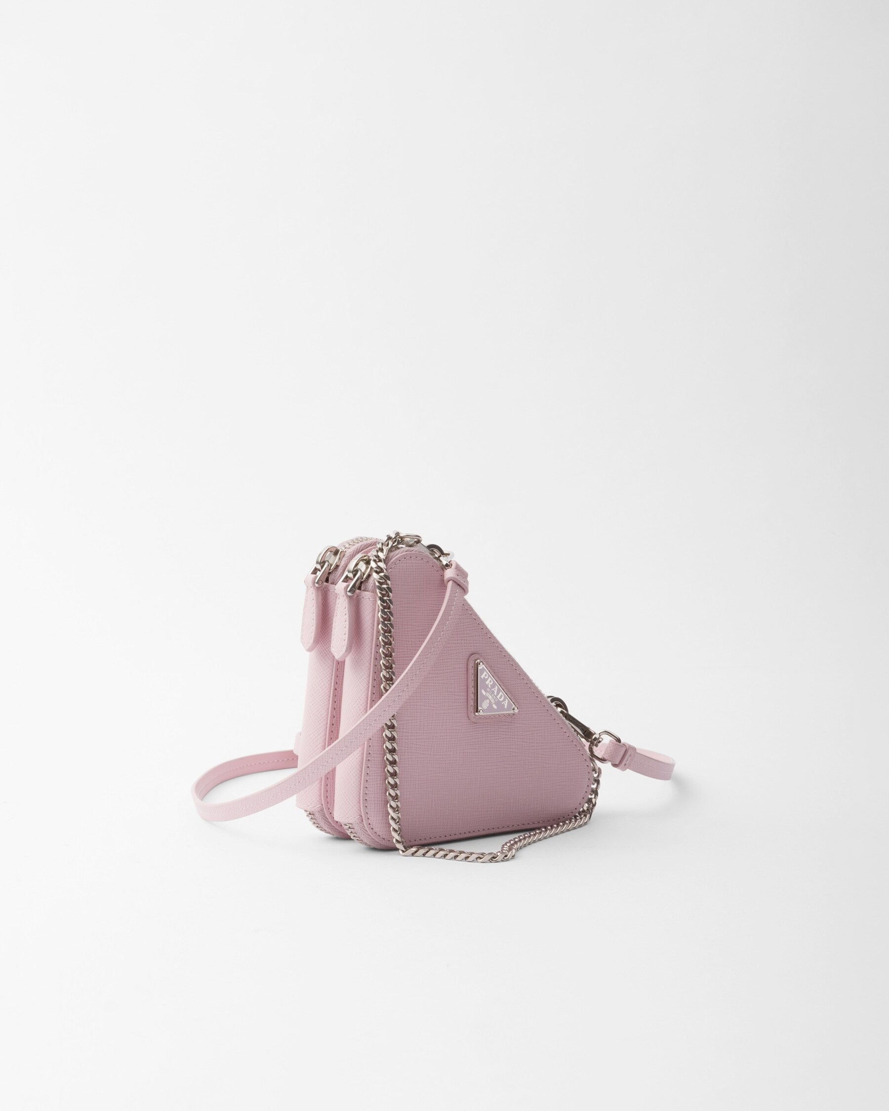 Alabaster Pink Saffiano Leather Mini Pouch | PRADA
