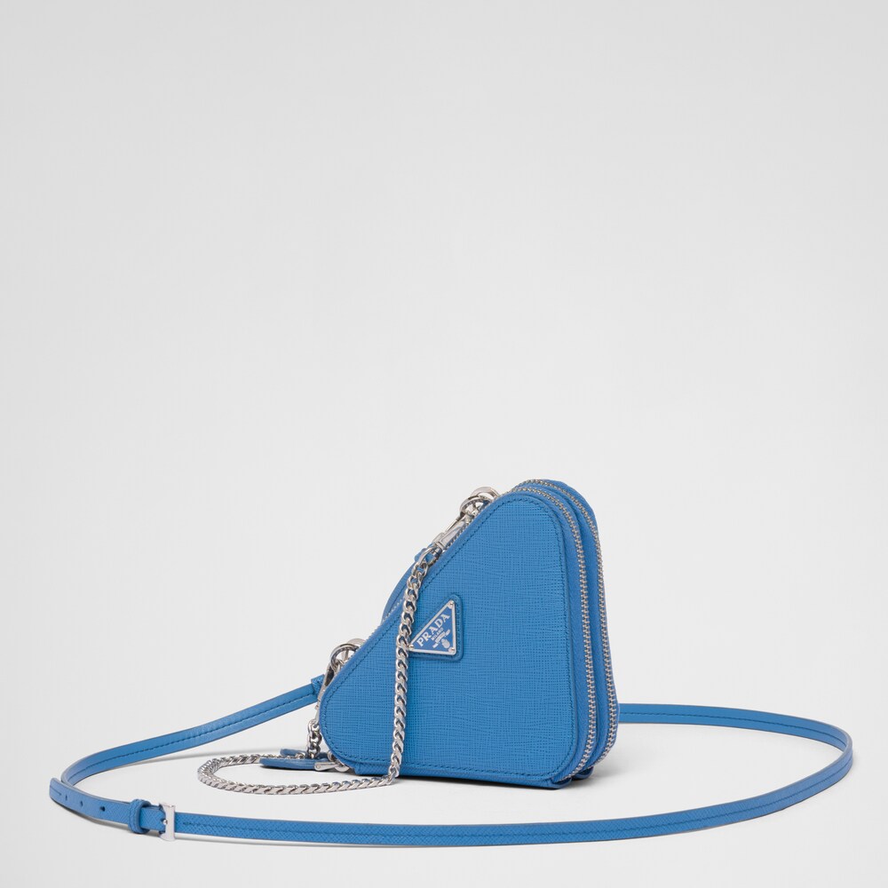 Light Blue Saffiano leather mini pouch | Prada