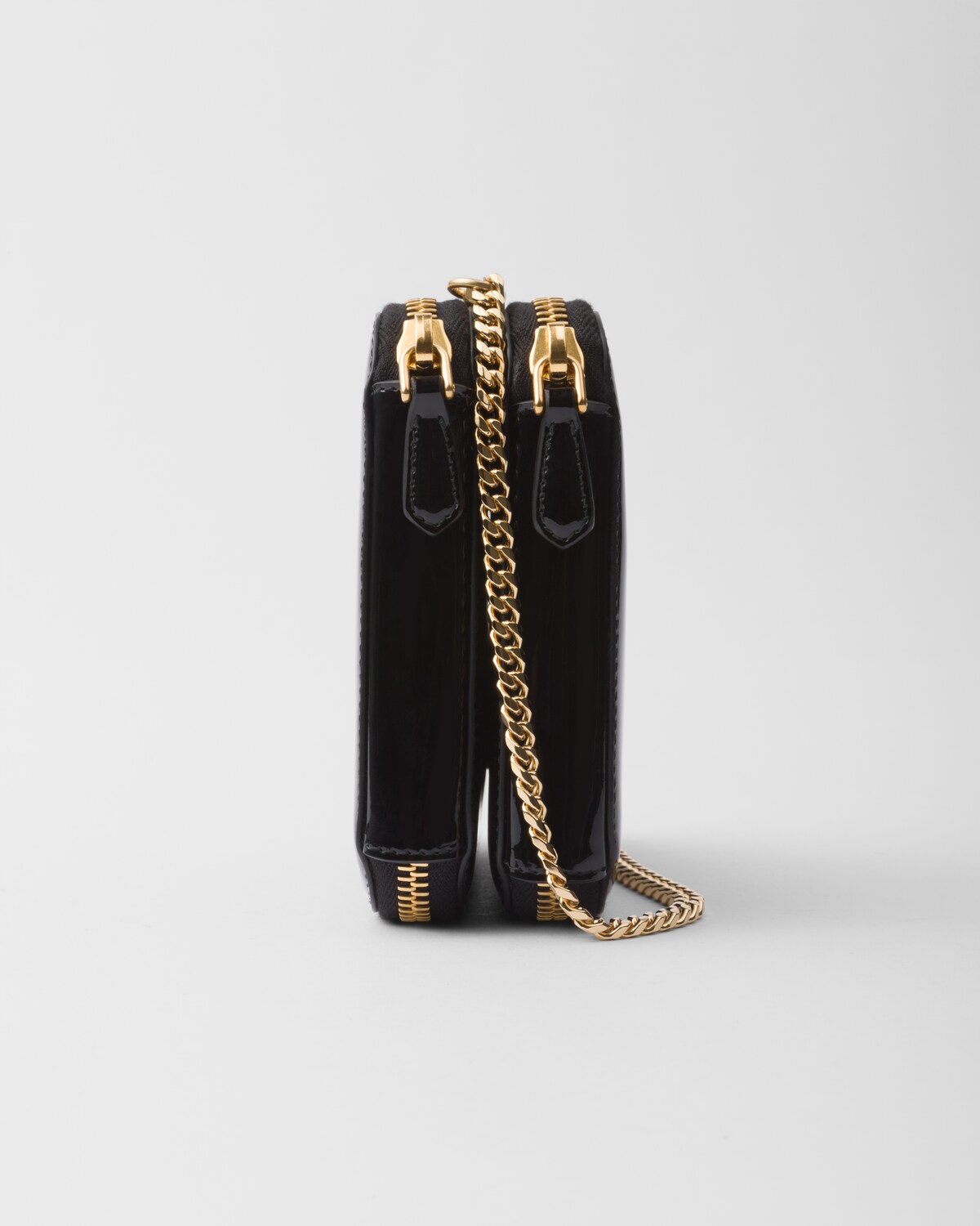 Black Triangular Patent Leather Mini Pouch | PRADA