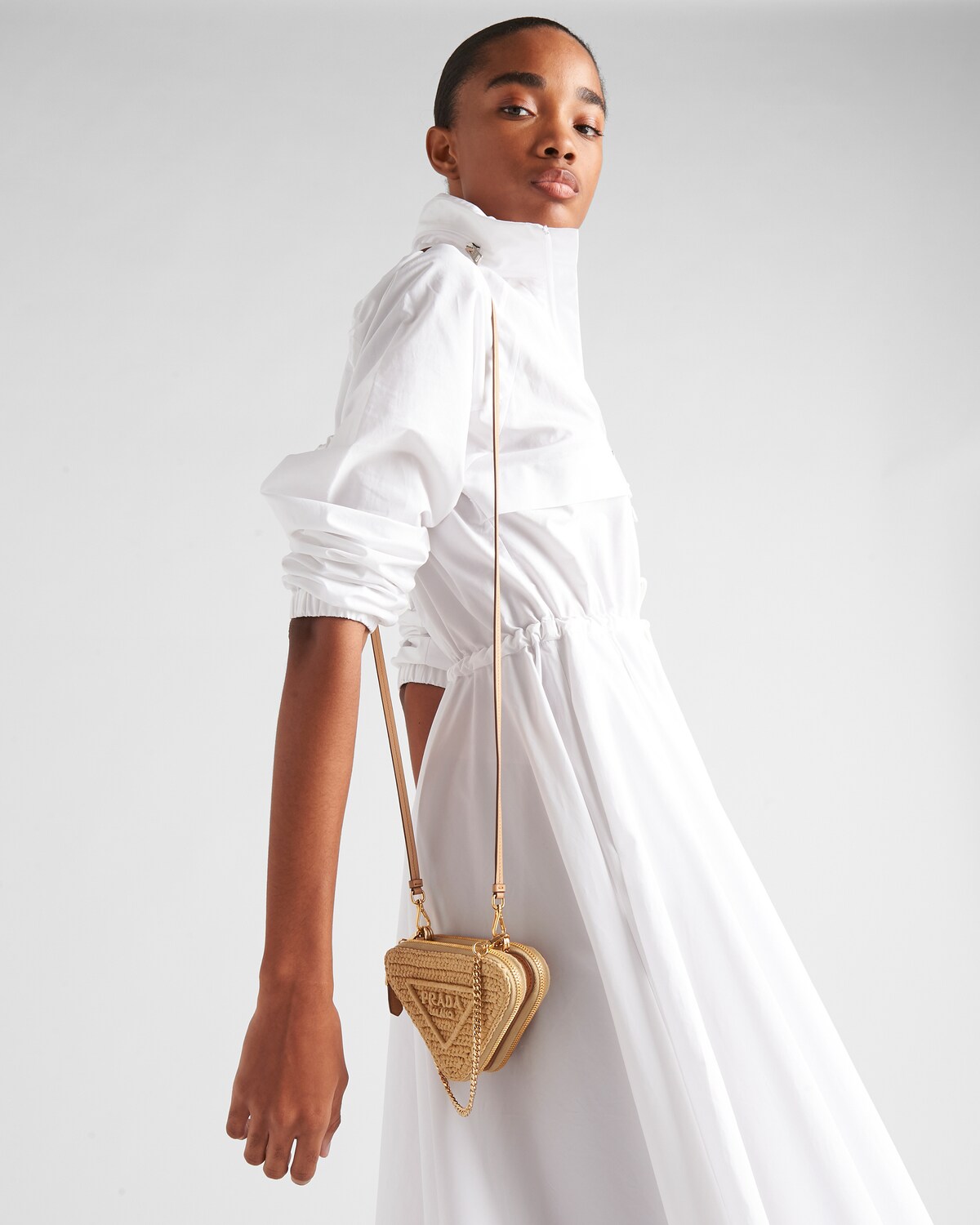 Natural Crochet And Leather Mini-pouch | PRADA