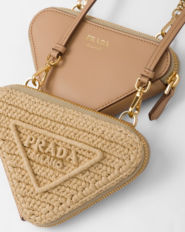 Natural Crochet And Leather Mini-pouch | PRADA