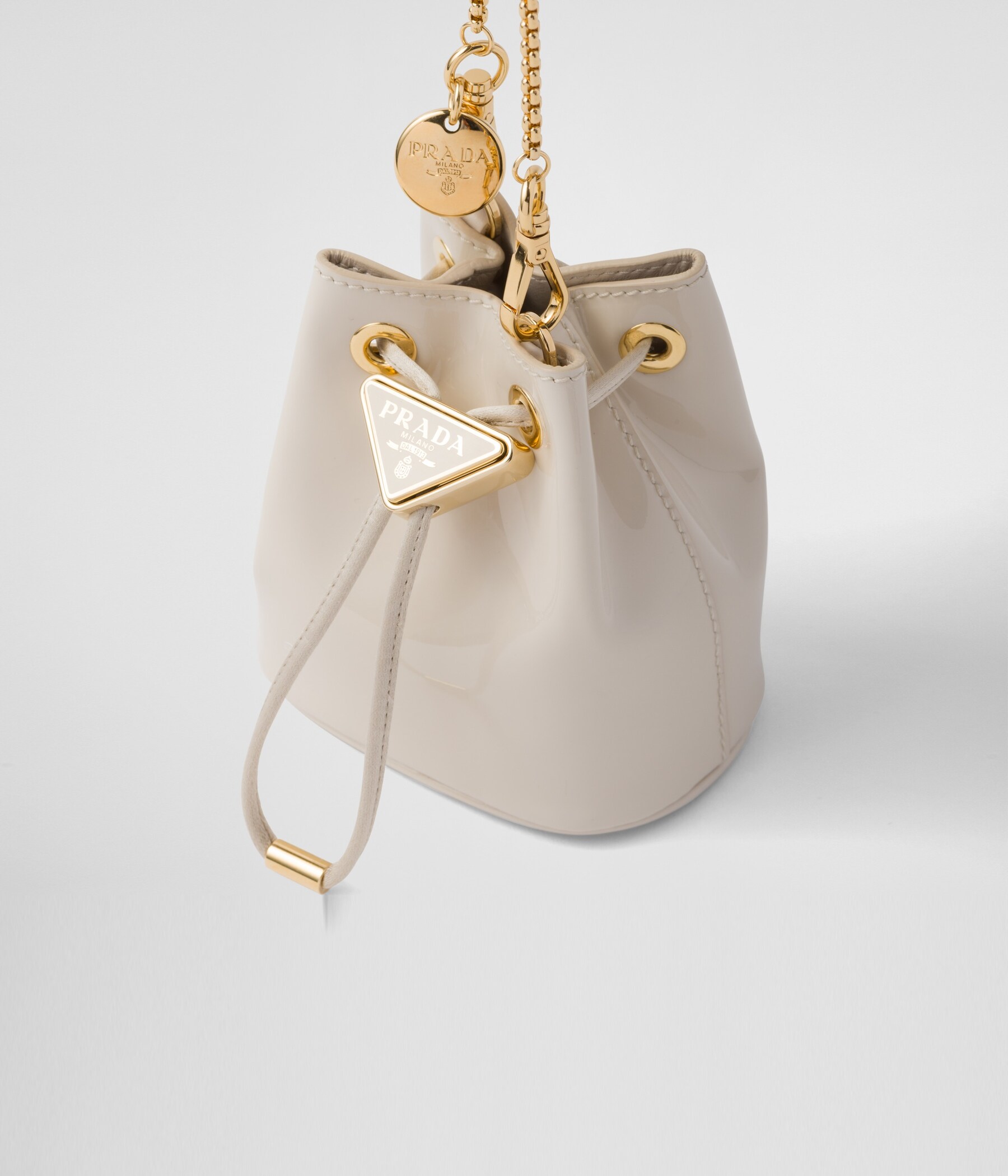 Ivory Patent Leather Mini-pouch | PRADA