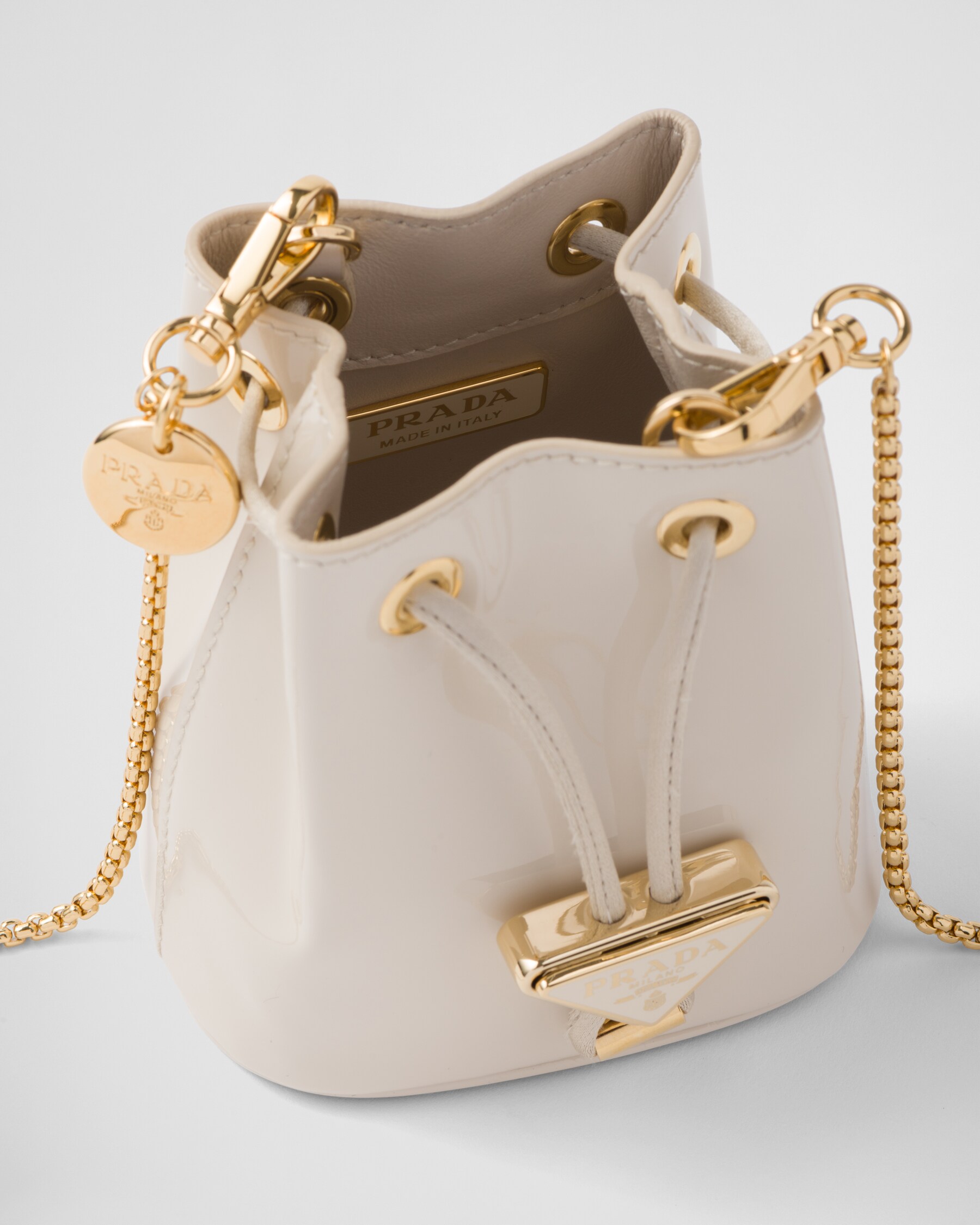 Ivory Patent Leather Mini-pouch | PRADA