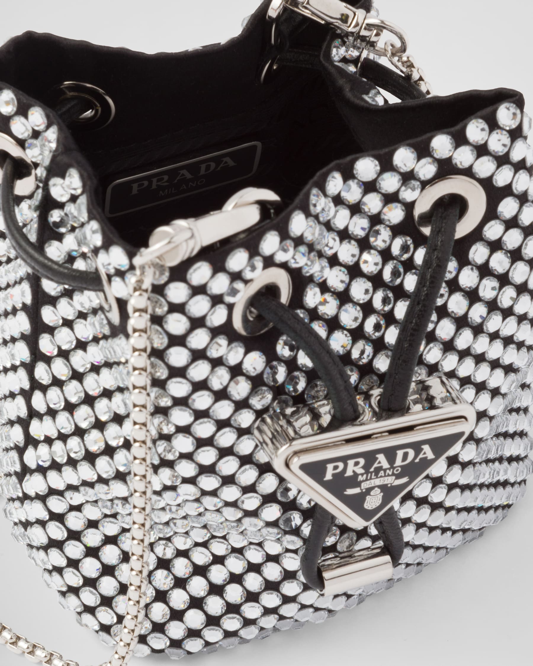 Crystal Embellished Satin Mini-pouch | PRADA